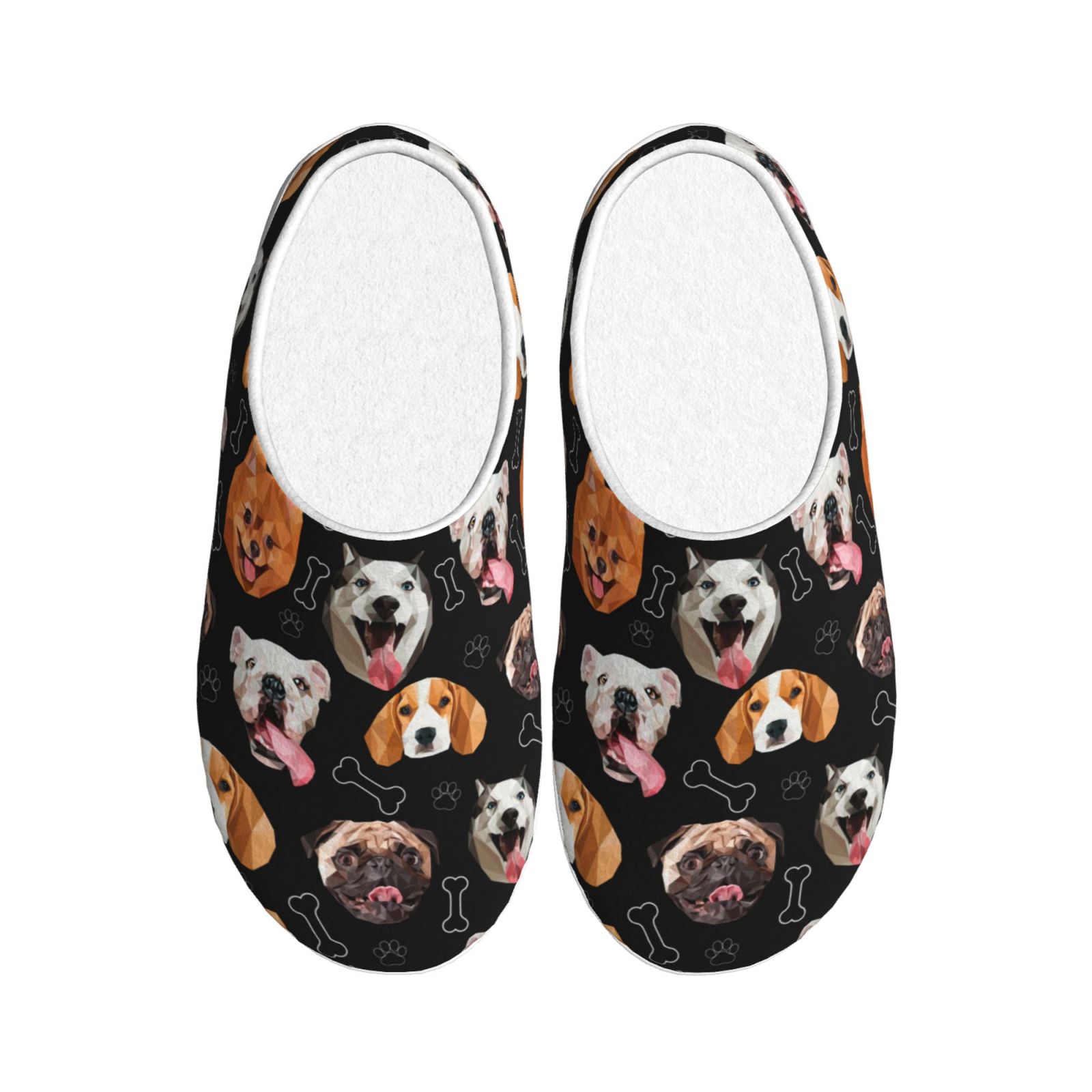 Xecao Different Breeds Of Dogs Print Cotton Slippers Fuzzy Warm Cozy ...