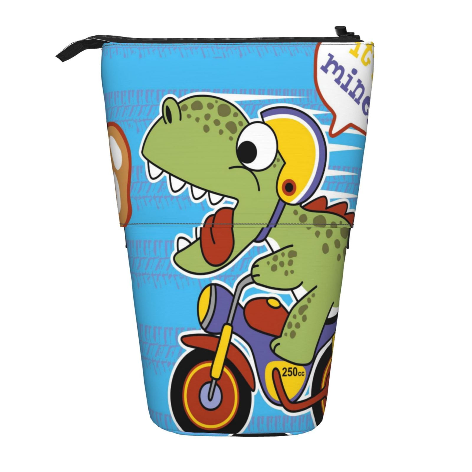 Xecao Dinosaur Riding a Motorcycle Print Telescopic Pencil Bag Pen ...