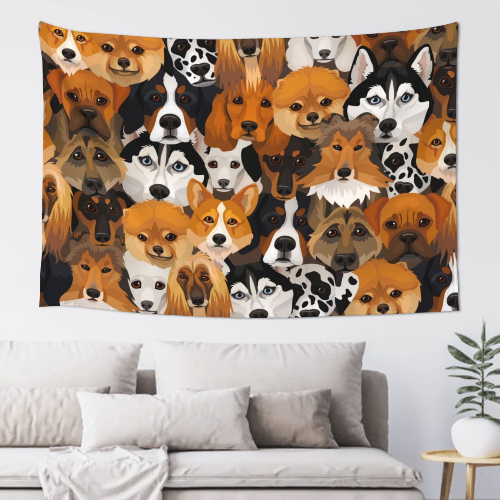 Xecao Dogs Different Breeds Print Tapestry, Wall Hanging Room Funny ...