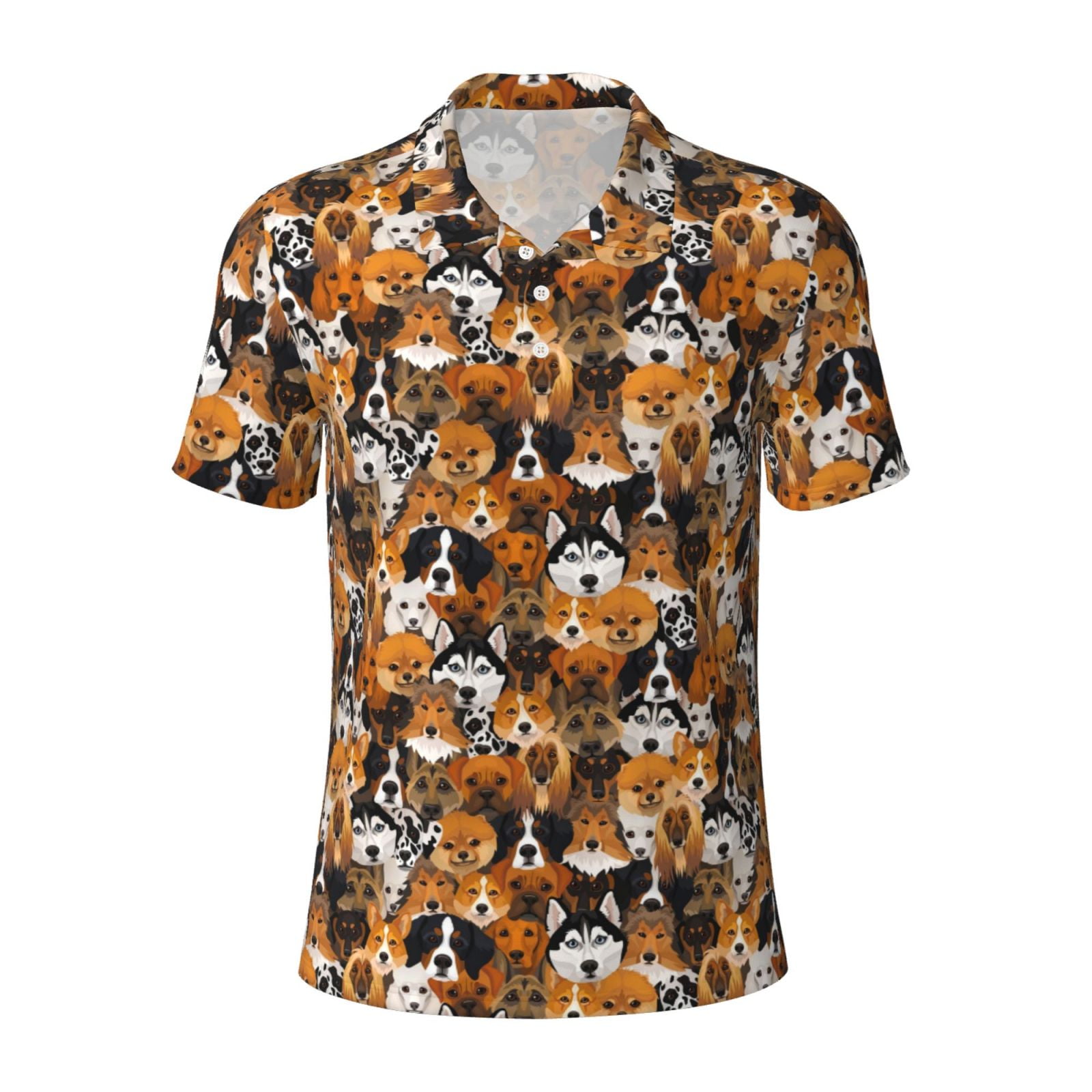 Xecao Dogs Different Breeds for Mens' Casual Short Sleeve Button-Down ...