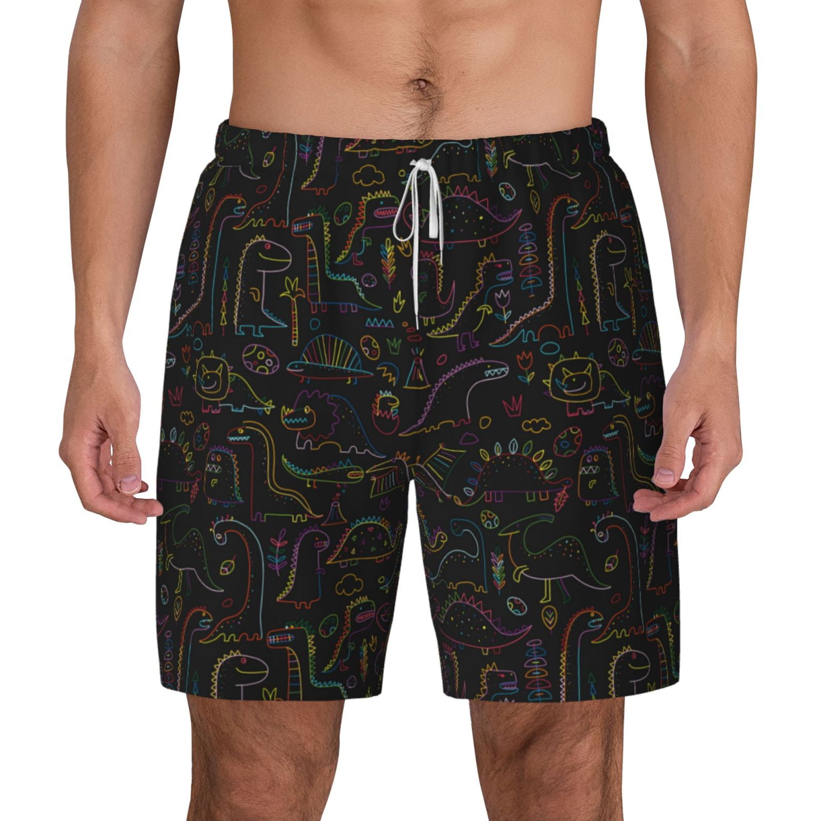 Xecao Doodle Dinosaur for Men's Swimming Trunks Swim Trunks Quick Dry ...