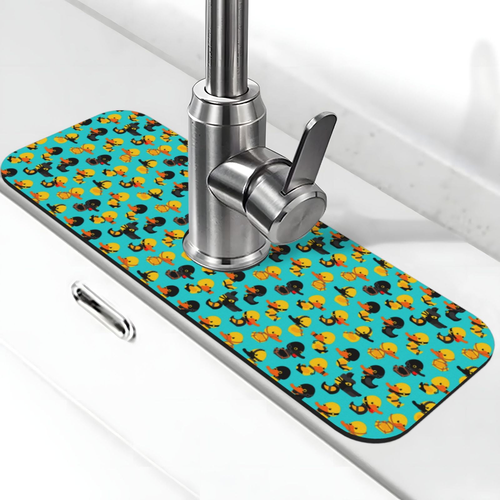 Xecao Duck In Black Suit for Kitchen Sink Splash Guard Faucet Mat ...