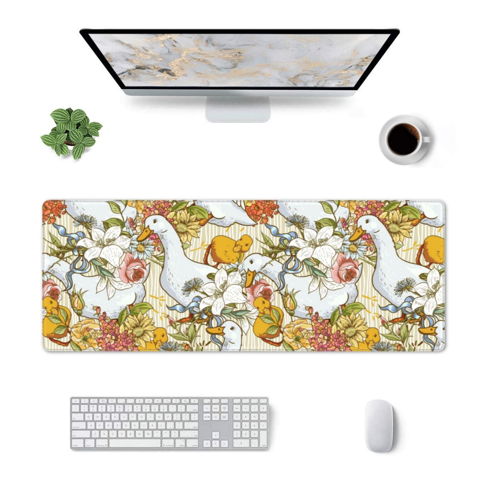 Xecao Ducks and Flowers for Mouse Pad - Waterproof Extended Contour ...
