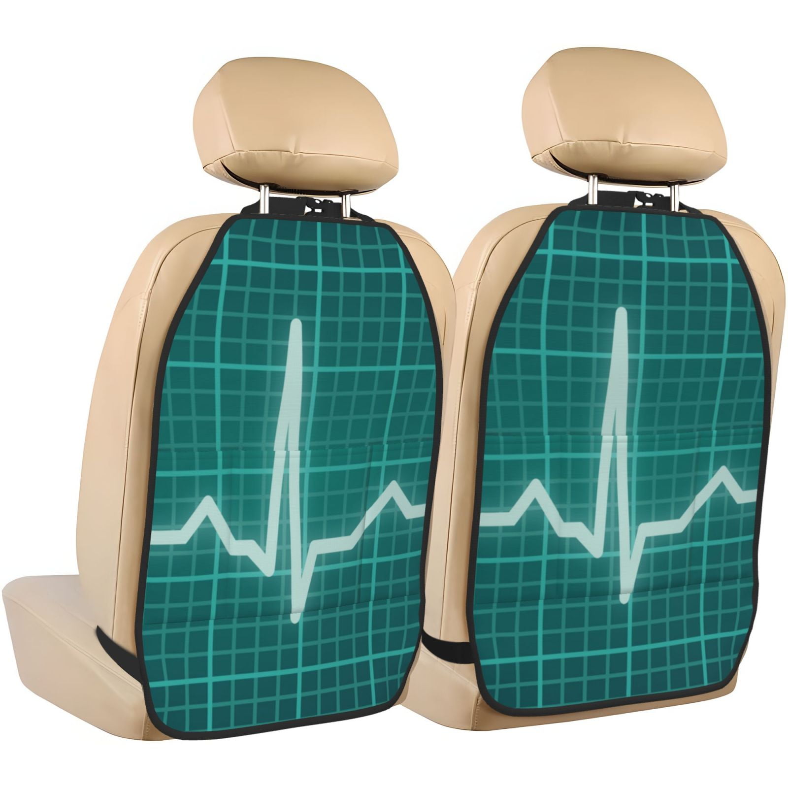 Xecao ECG Wave Pattern Car Seat Back Protector 2 Pack Large Capacity ...