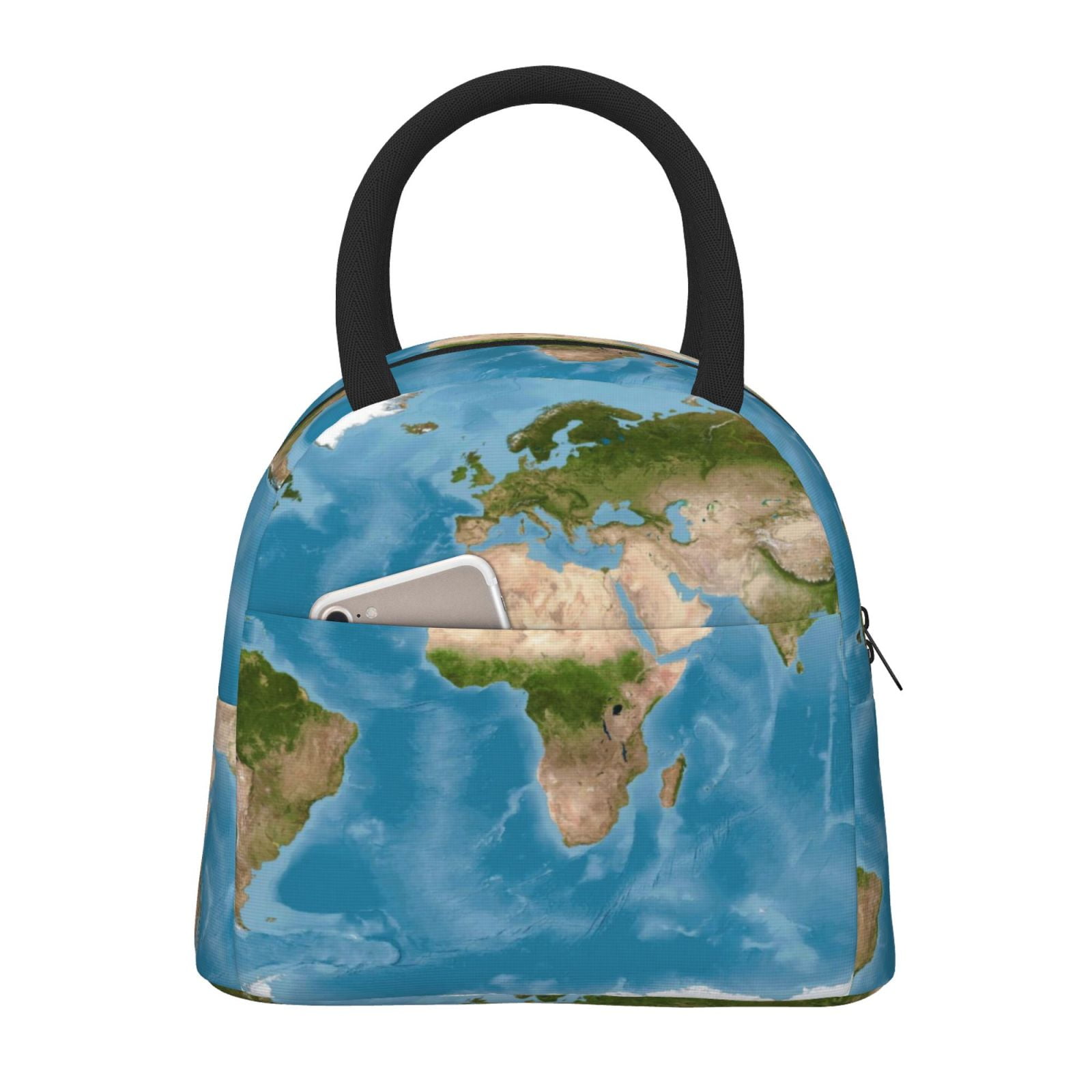 Xecao Earth View World Map Lunch Bag , an insulated, reusable tote bag ...