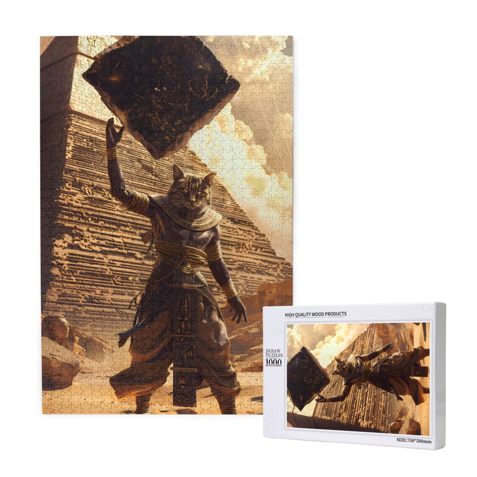 Xecao Egyptian Cat Pharaoh Magic Pattern 1000 Piece Puzzles , Jigsaw ...