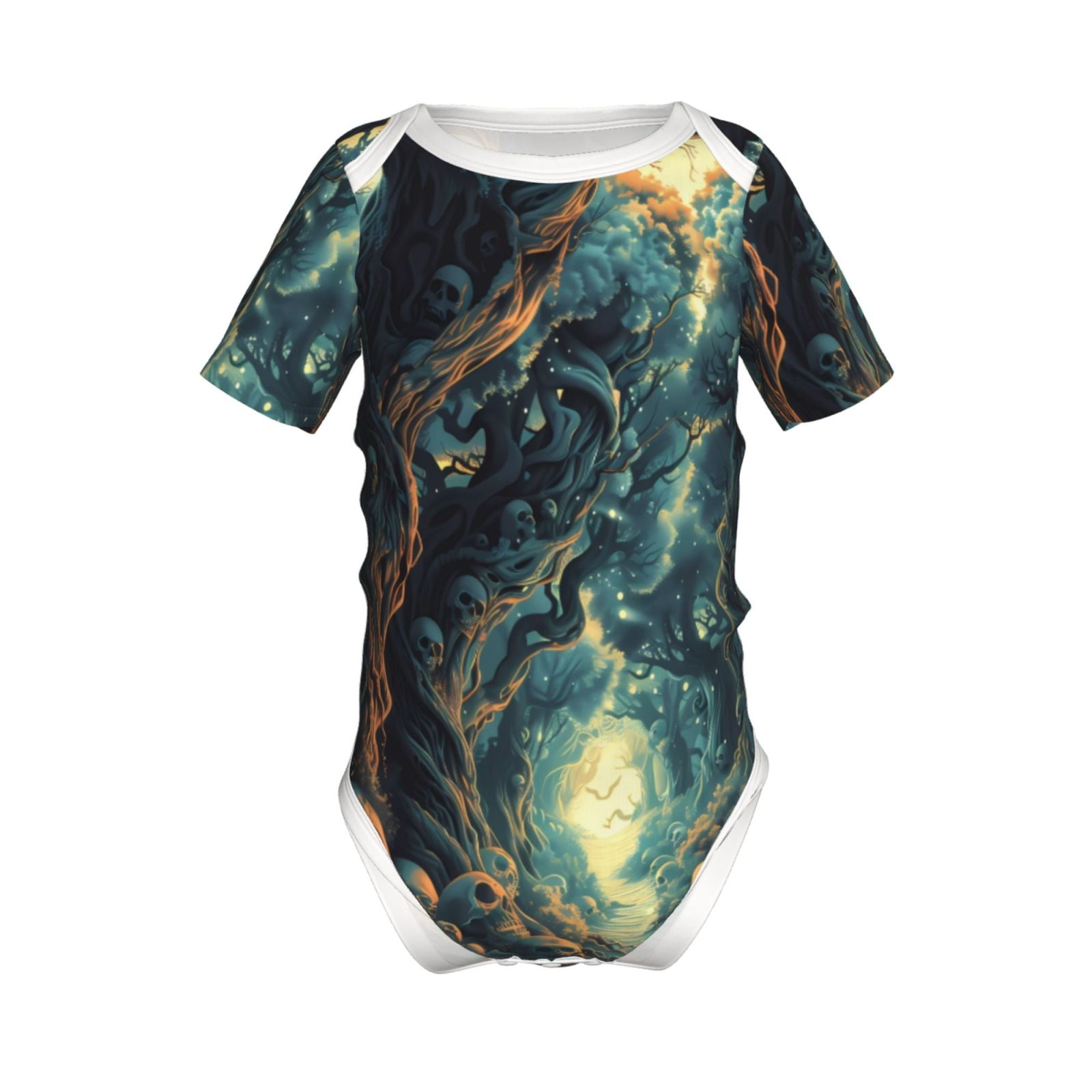 Xecao Enchanted Forest Skull Path Pattern Baby Climbing Bodysuit Short Sleeve Onesie Unisex 0-12 ...