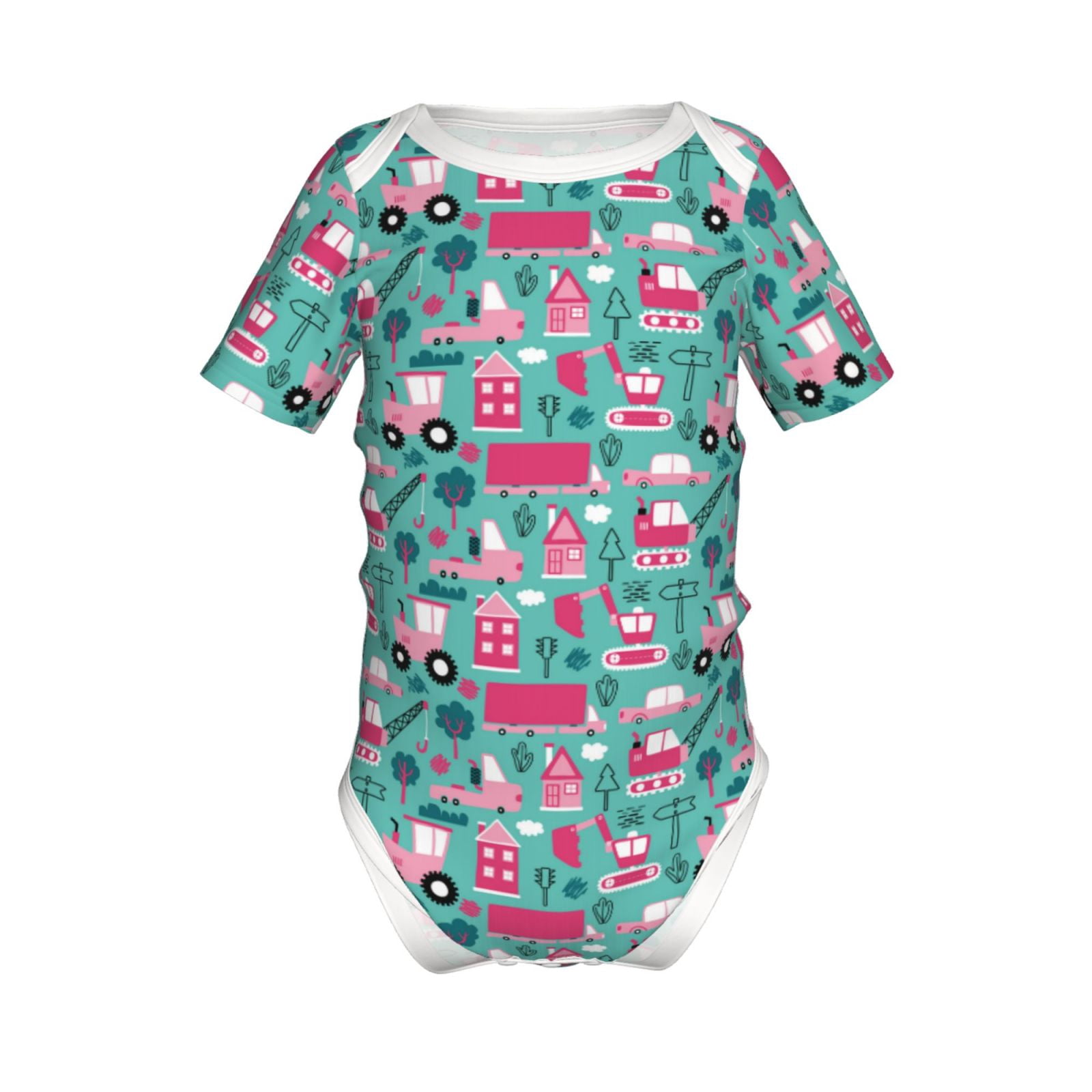 Xecao Excavator Pattern Baby Climbing Bodysuit Short Sleeve Onesie ...