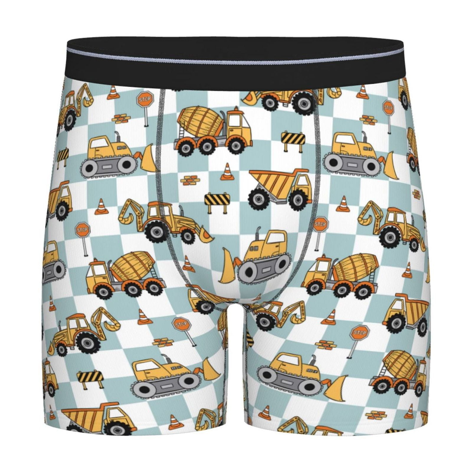Xecao Excavator Print Boxer Briefs for Men's Stretch Moisture-Wicking ...