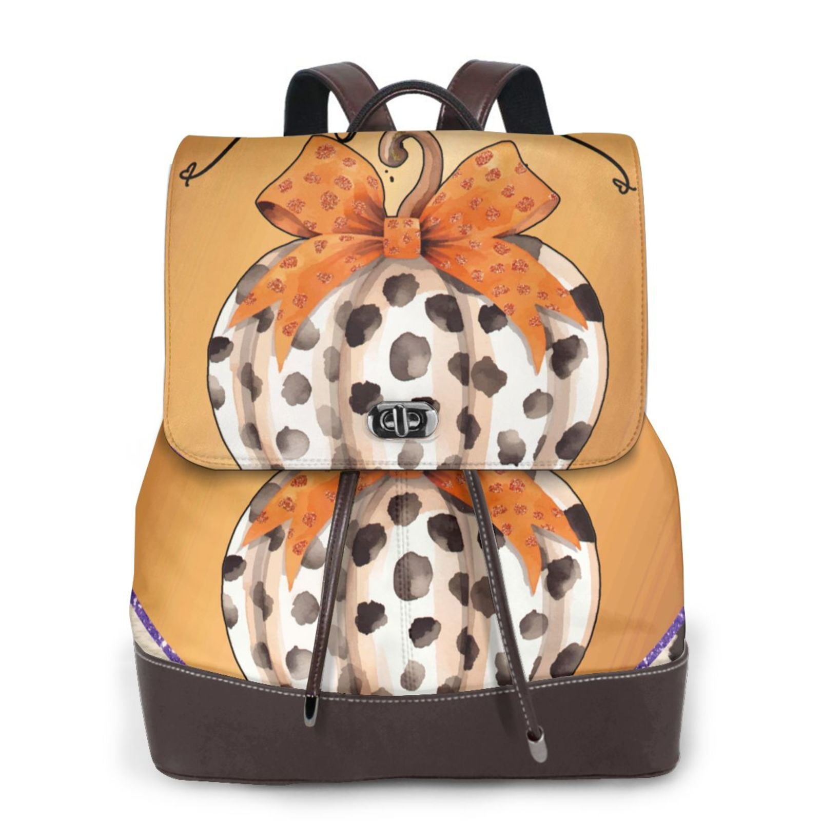 Xecao Fall Farmhouse Pumpkins1 Print Large Backpack Soft Leather for ...