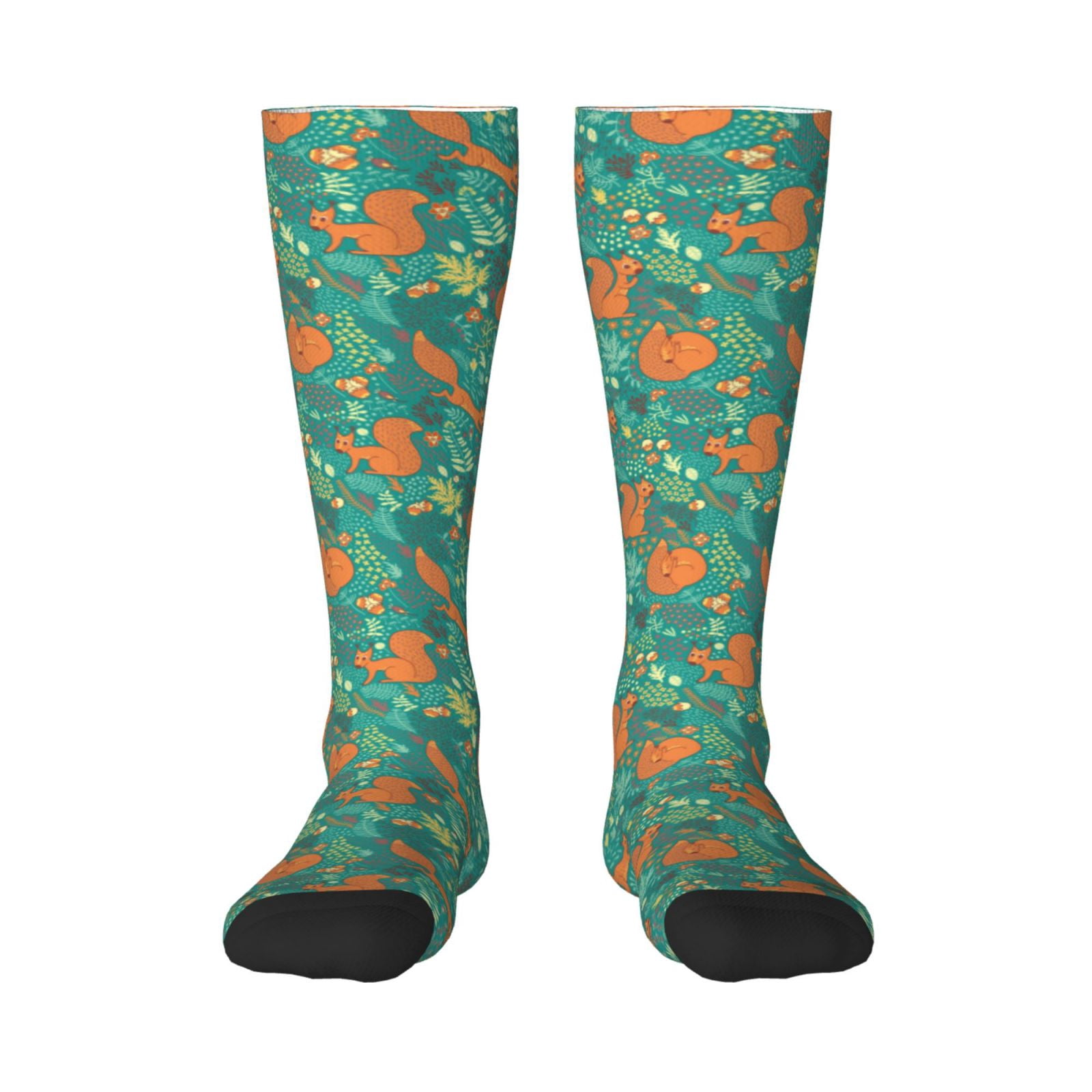 Xecao Fall Forest Squirrel print thigh-high socks, crafted for both men ...