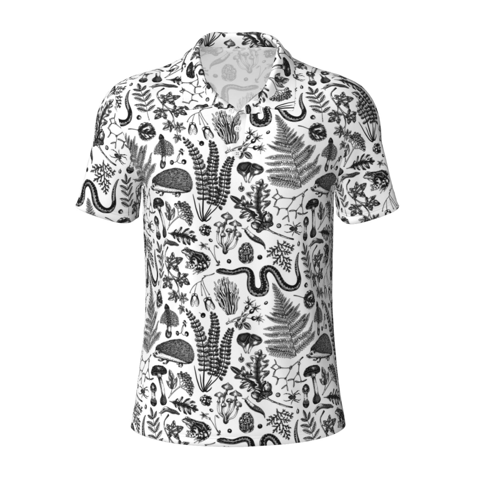 Xecao Fall Forest for Mens' Casual Short Sleeve Button-Down Polo Shirts ...