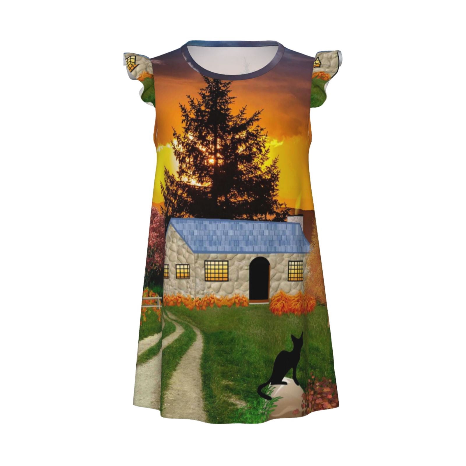 Xecao Fall Village Scenery Nightgowns for Girls: Elegant Princess ...