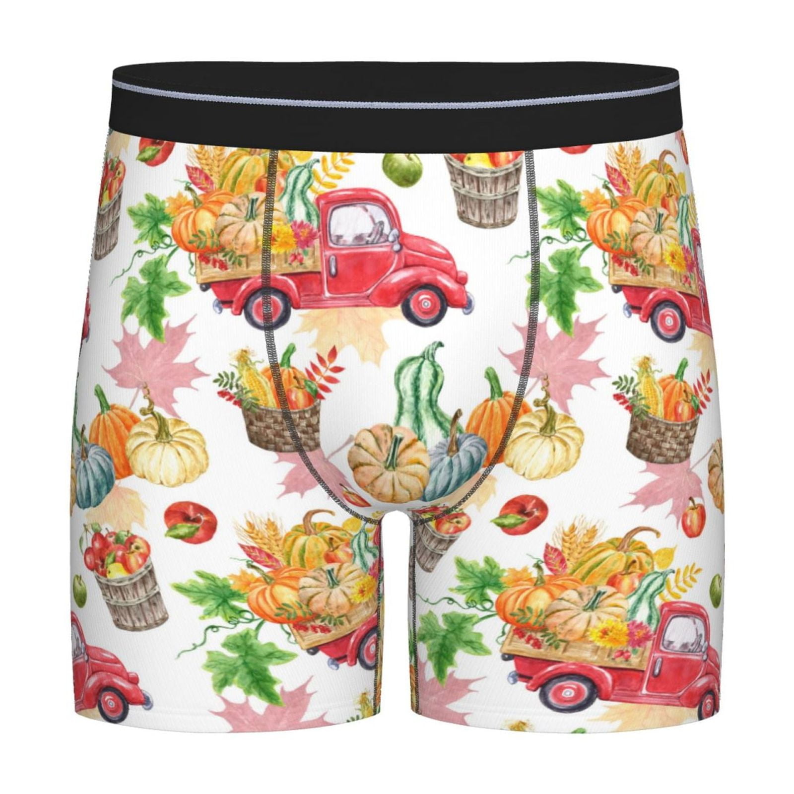 Xecao Fall harvest truck pumpkin Print Boxer Briefs for Men's Stretch ...