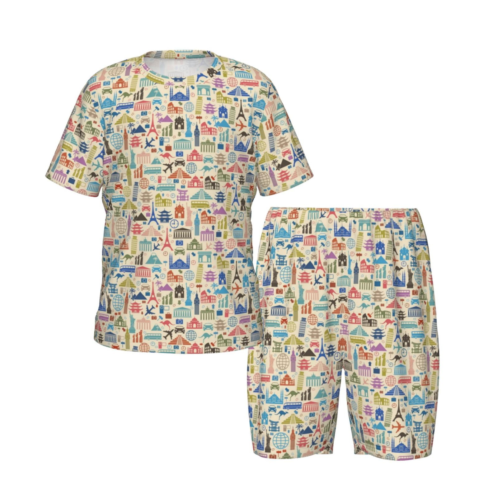 Xecao Famous Places Print Short-Sleeved Summer Pajama Set for Boys ...
