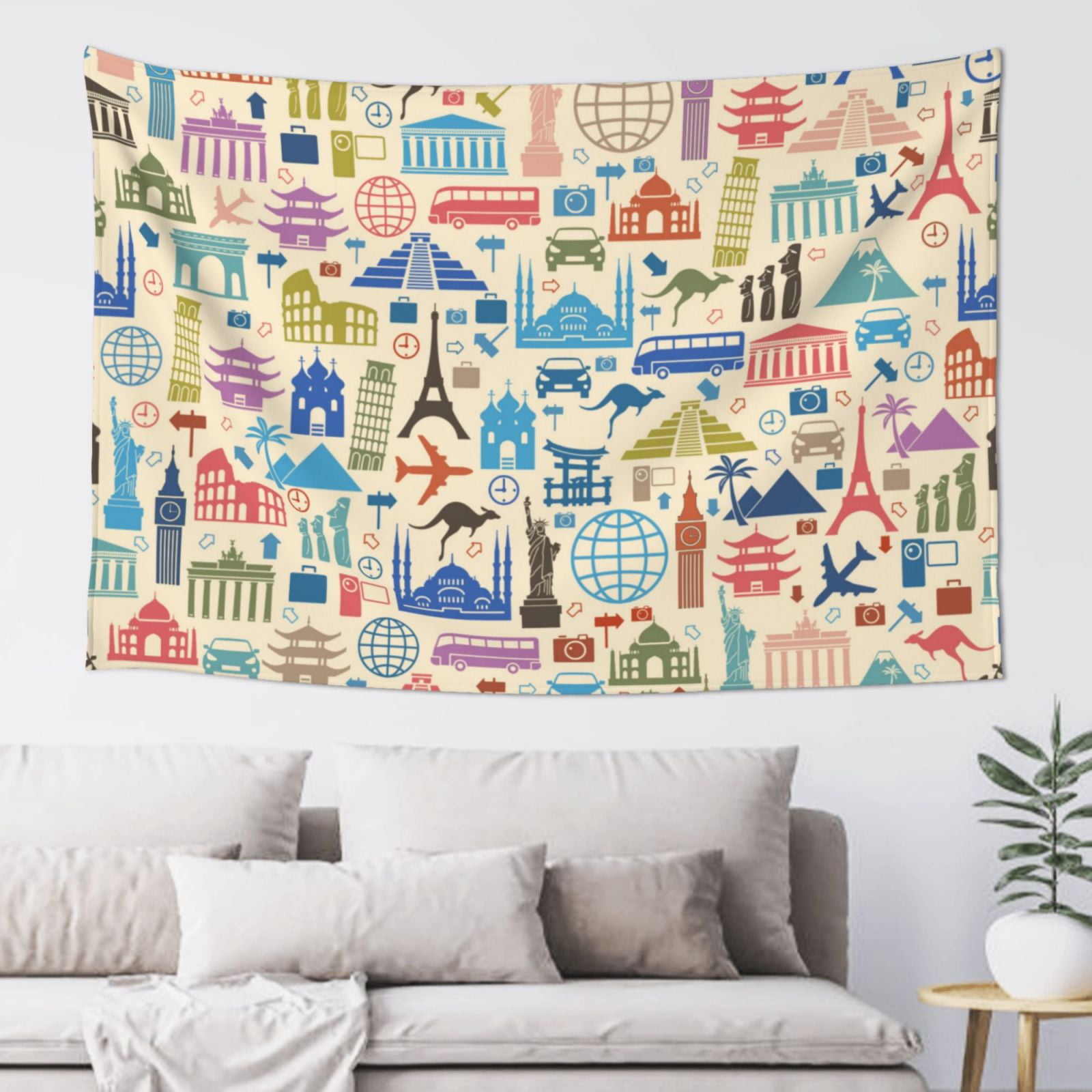 Xecao Famous Places Print Tapestry, Wall Hanging Room Funny Decor ...