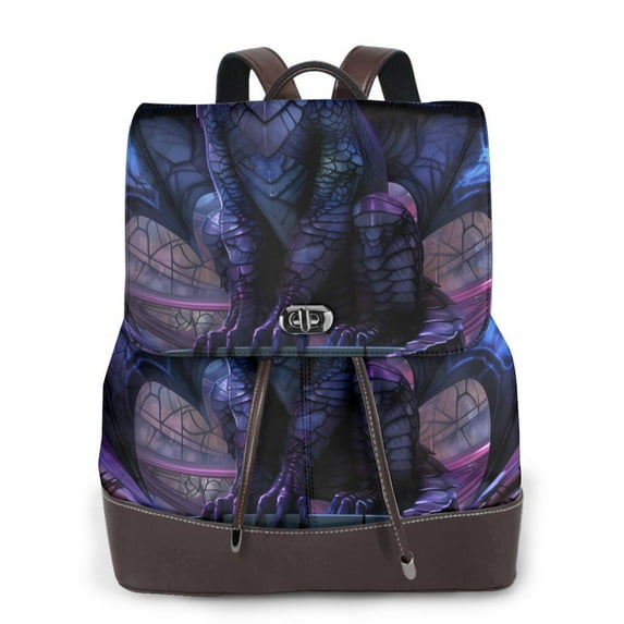 Xecao Fantasy Dragon In Cathedral Print Large Backpack Soft Leather for ...