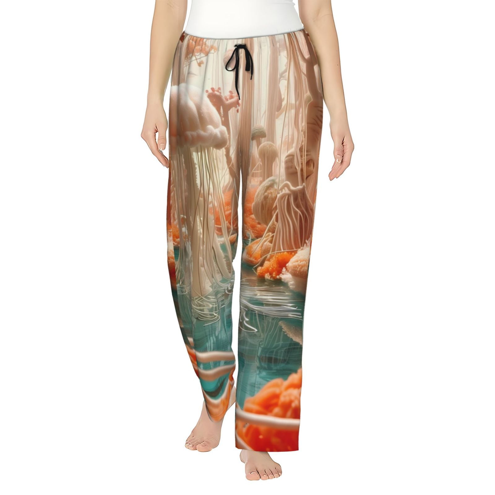 Xecao Fantasy Underwater Jellyfish Print Women's Straight Lounge Pajama Pants,The Epitome of ...