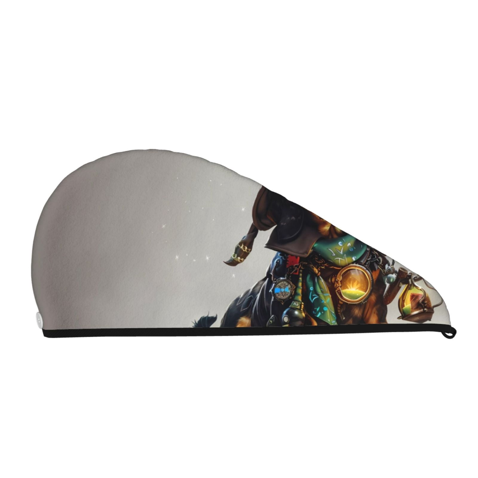 Xecao Fantasy Wizard Dog Art Print Hair Towel, Hair Turbans for Wet ...