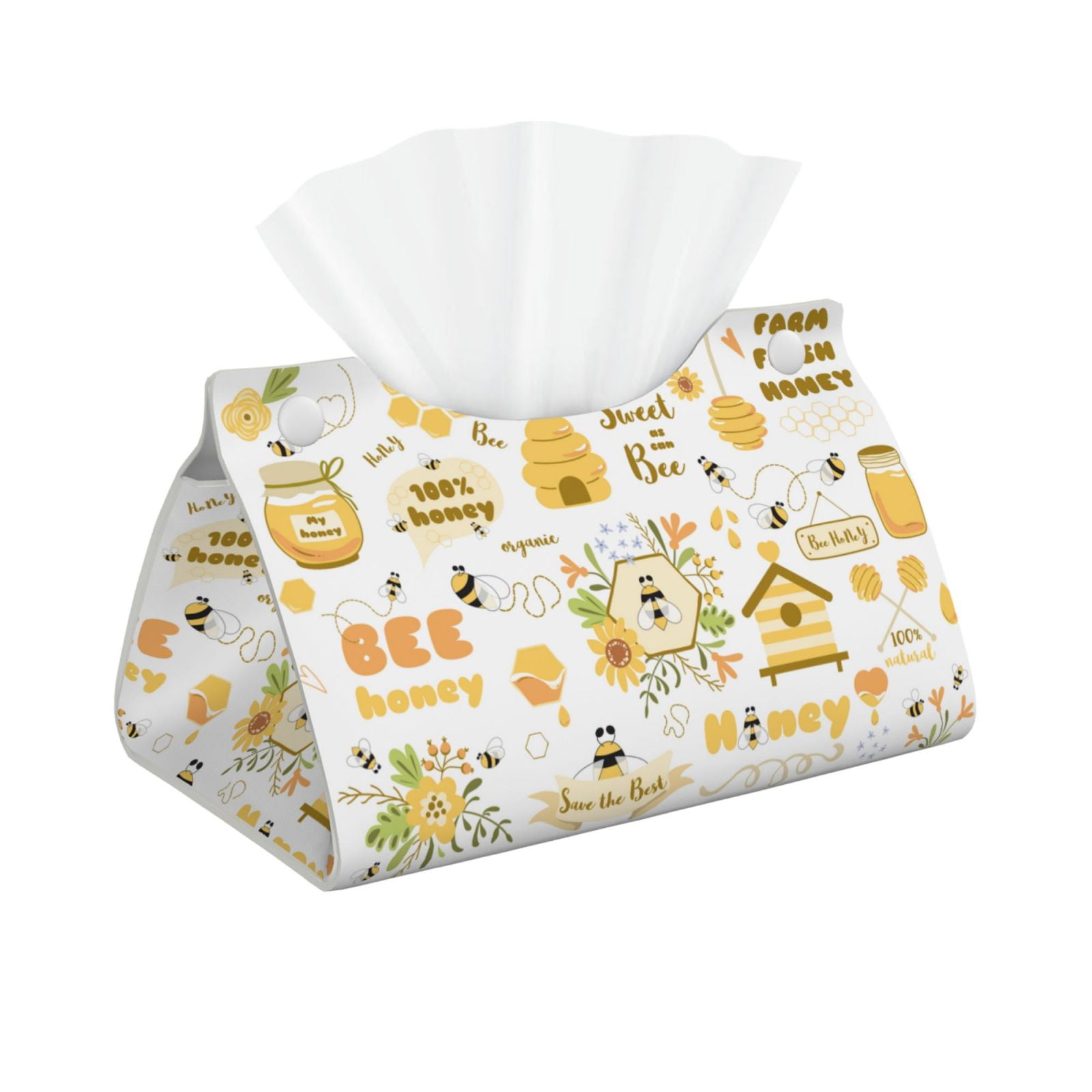 Xecao Farm Bee Cute Honey Print Tissue Box Cover,Modern PVC Leather ...