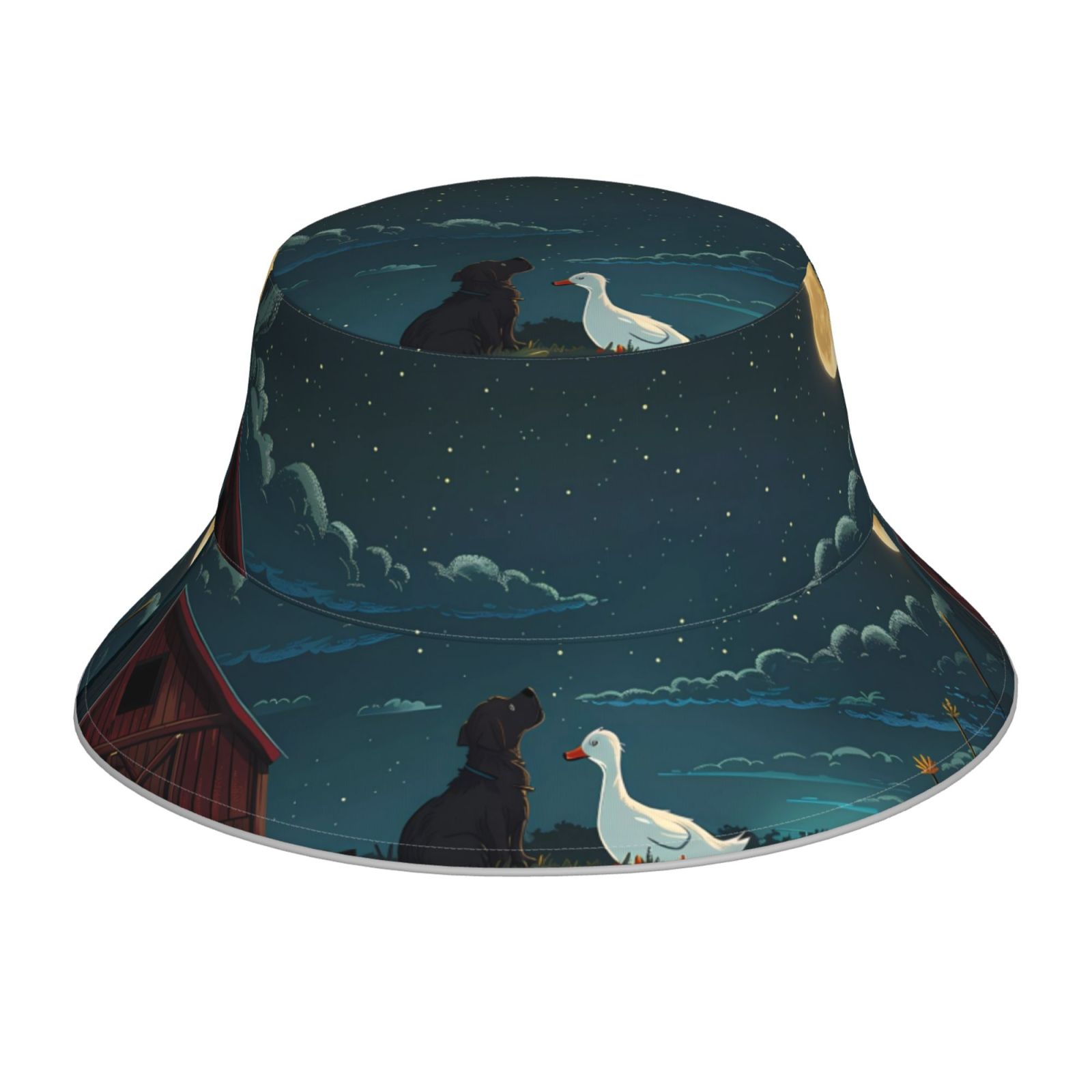 Xecao Farm Dog Duck Moonlight Print Men and Women Night Reflective Hat ...
