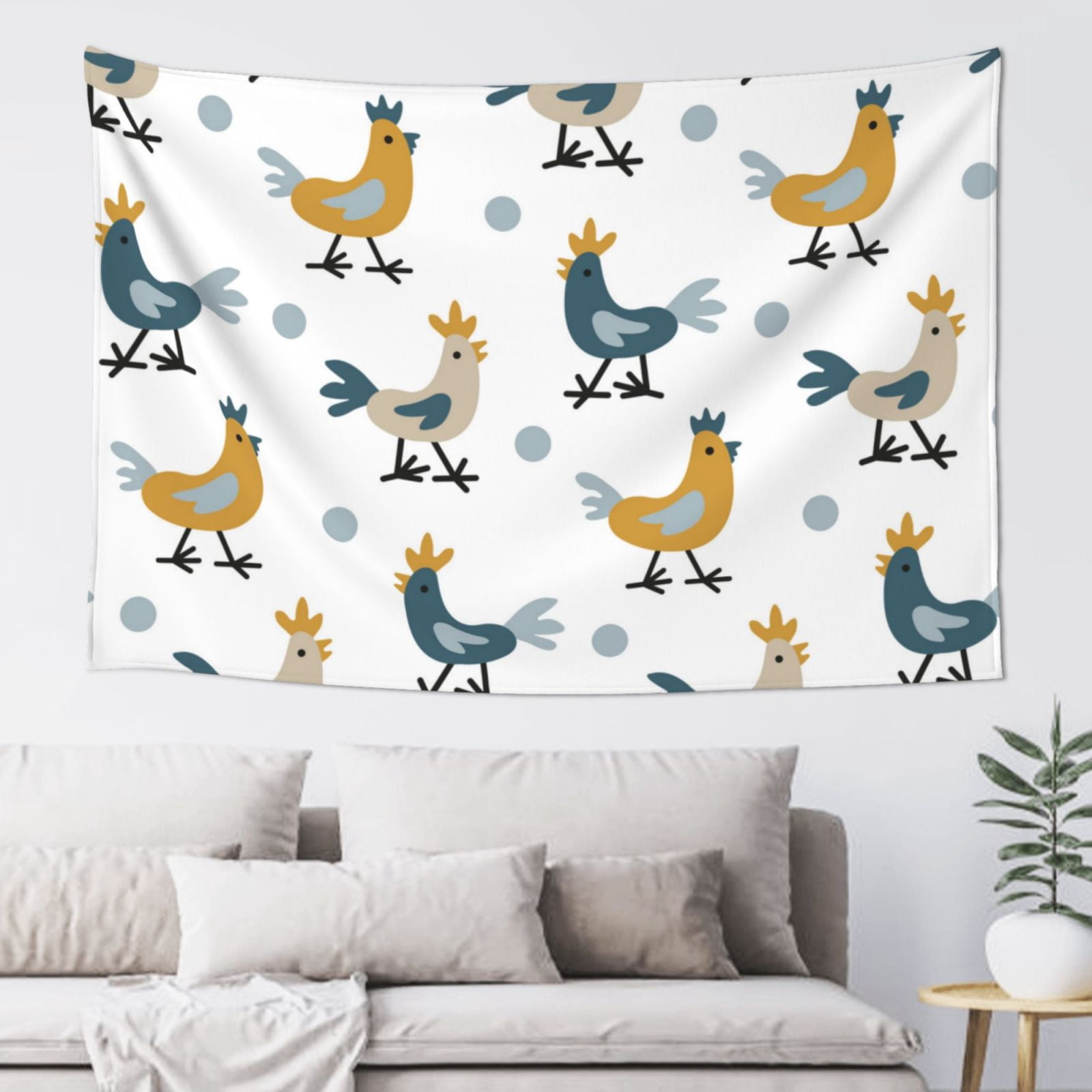 Xecao Farm Roosters Print Tapestry, Wall Hanging Room Funny Decor ...