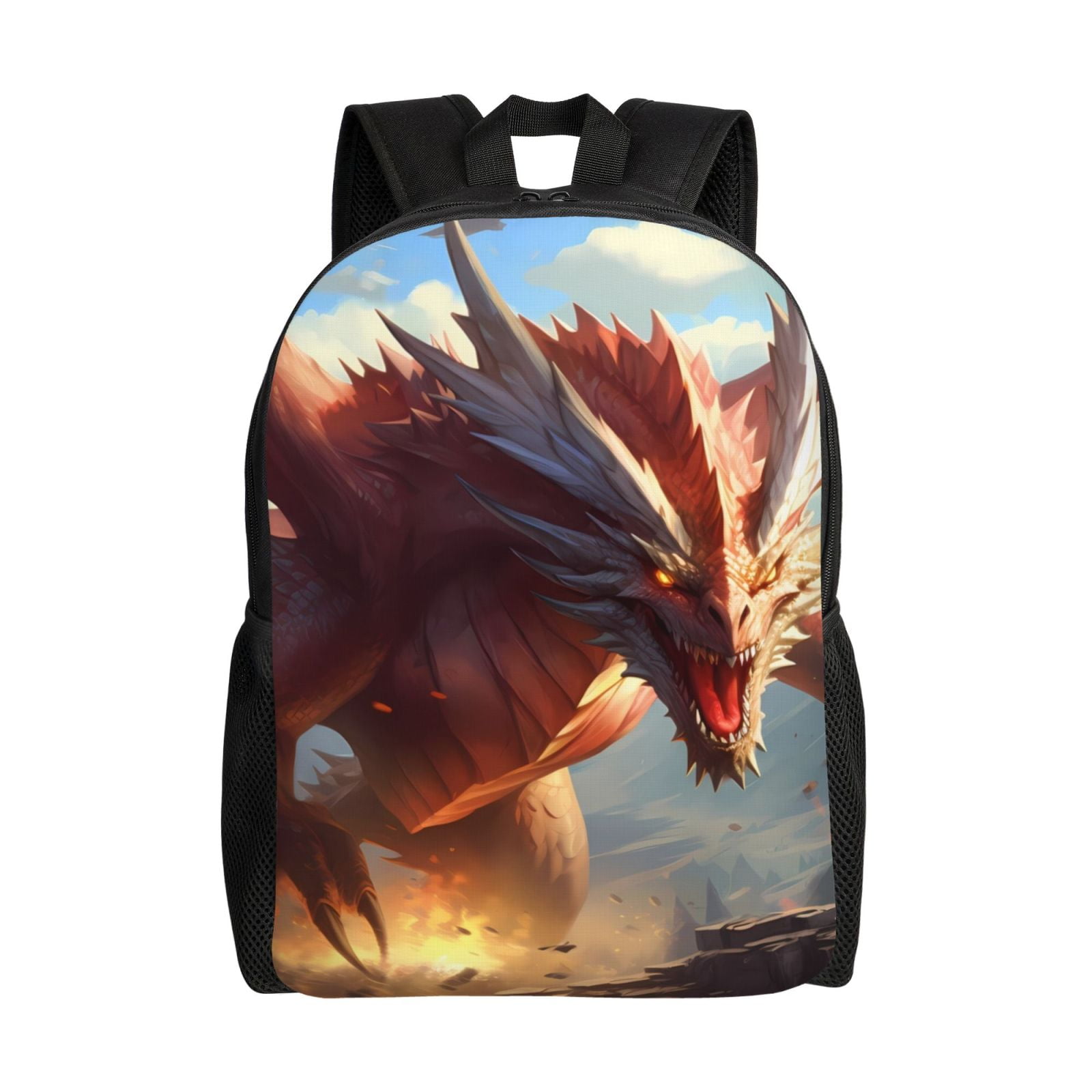 Xecao Ferocious Dragon Fury Print School Backpack with Laptop ...