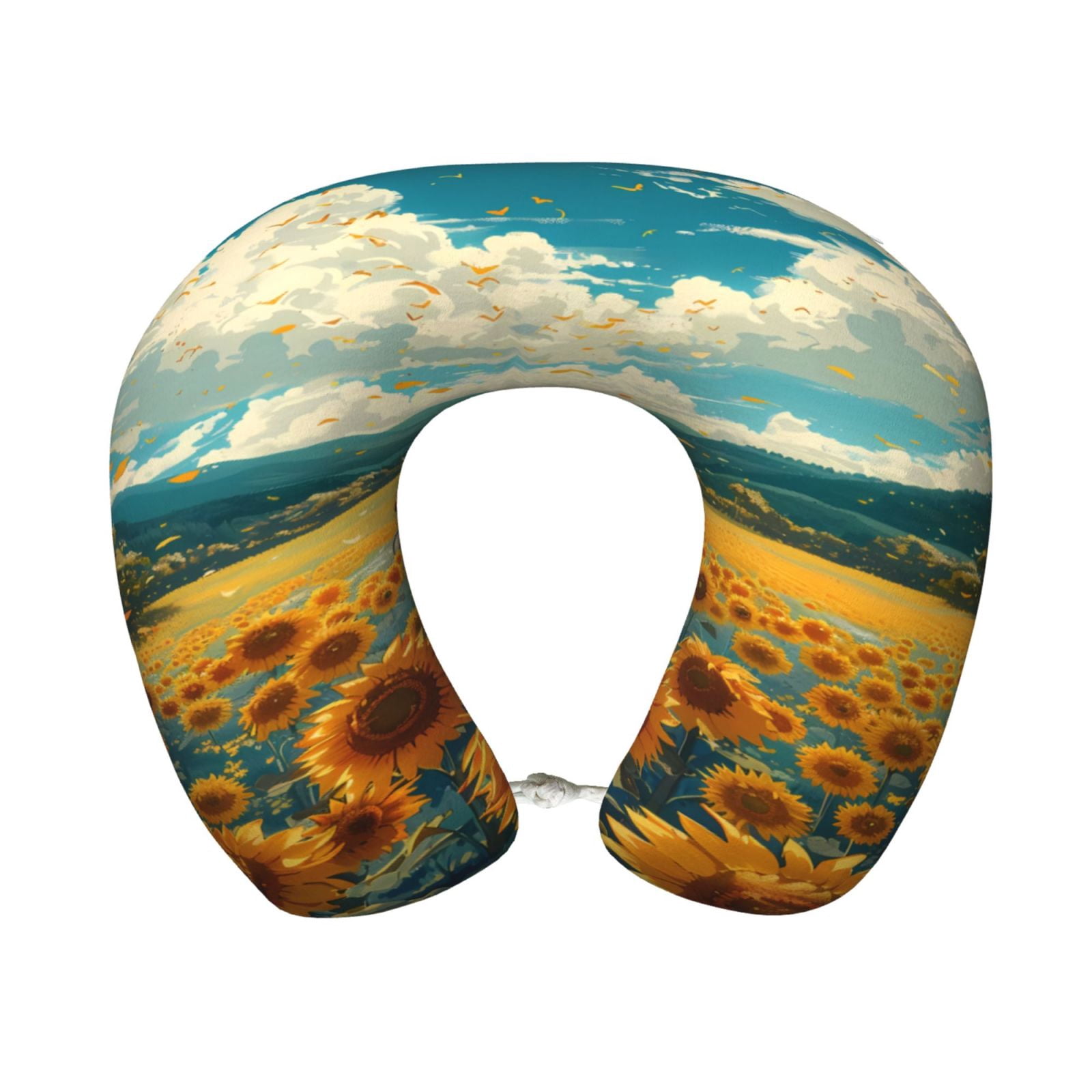 Xecao Field Style Bicycle Young Sunflower Print Memory Foam Cervical ...