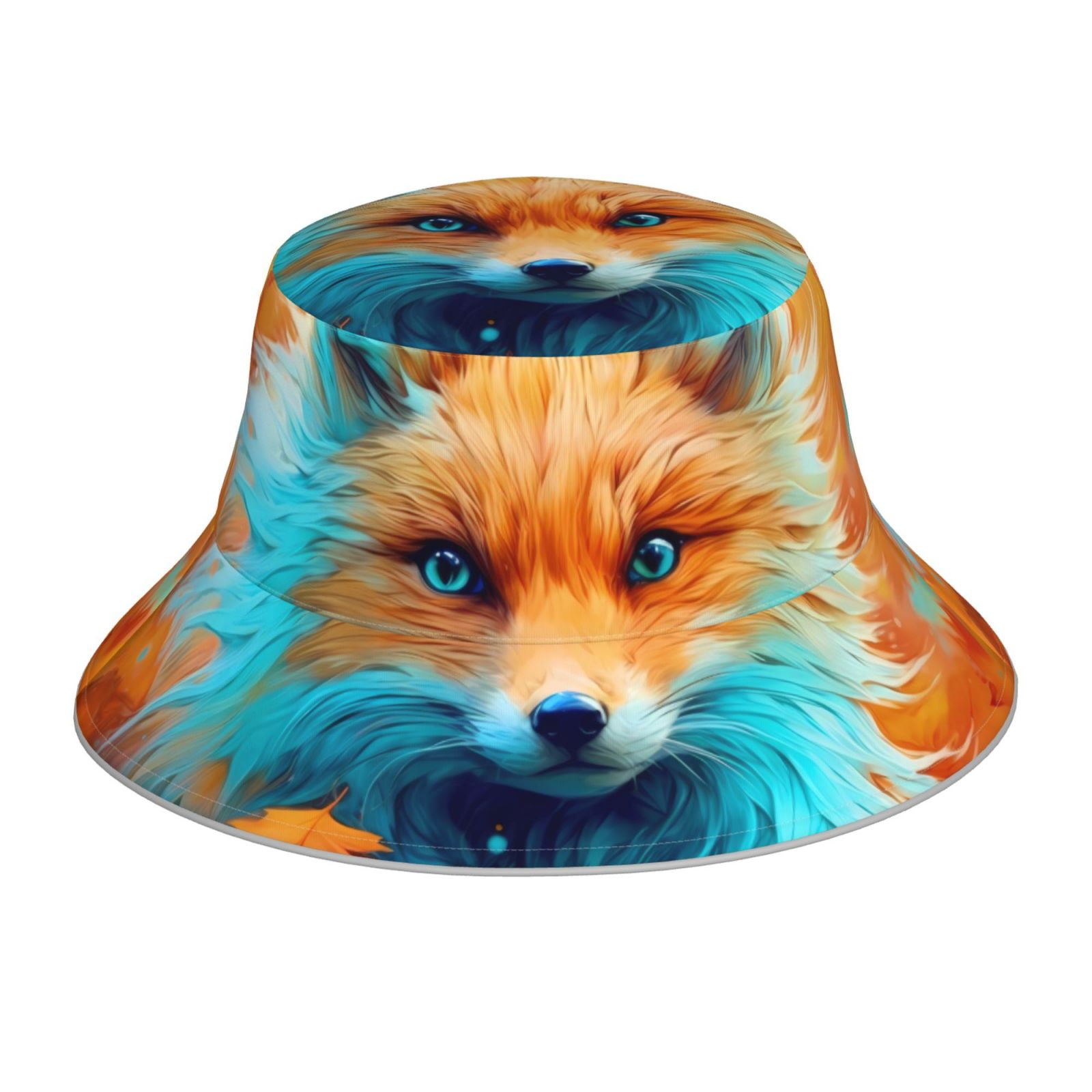 Xecao Fiery Red Maple Leaf Fox Print Men and Women Night Reflective Hat ...