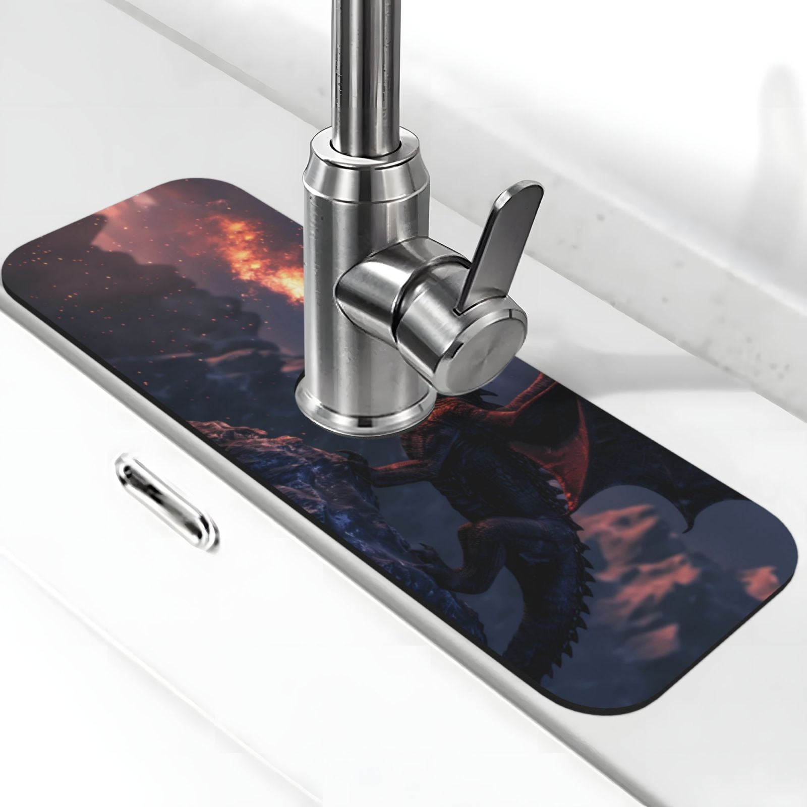 Xecao Fire Breathing Dragon Twilight for Kitchen Sink Splash Guard ...