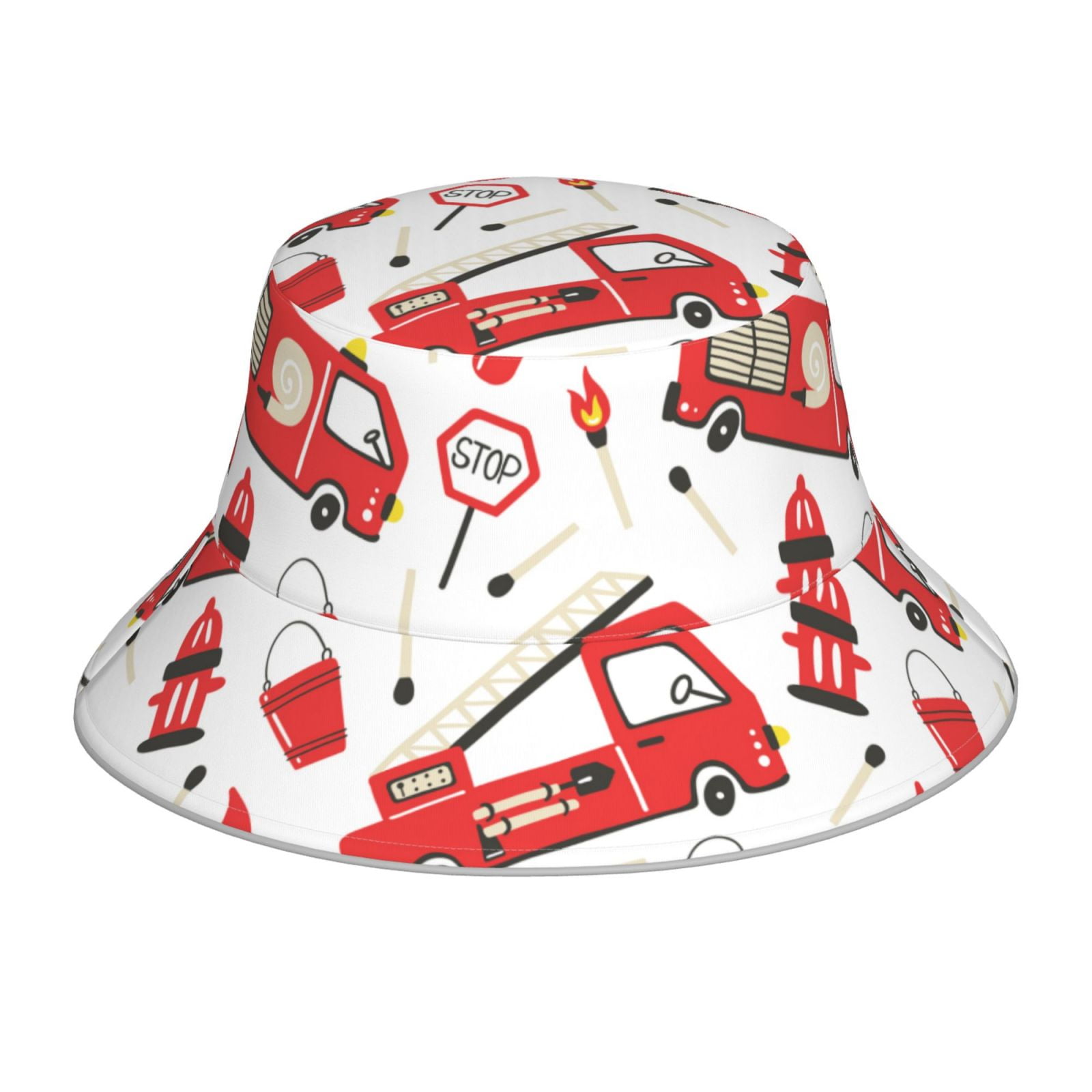 Xecao Fire Truck Print Men and Women Night Reflective Hat Runner Cap ...