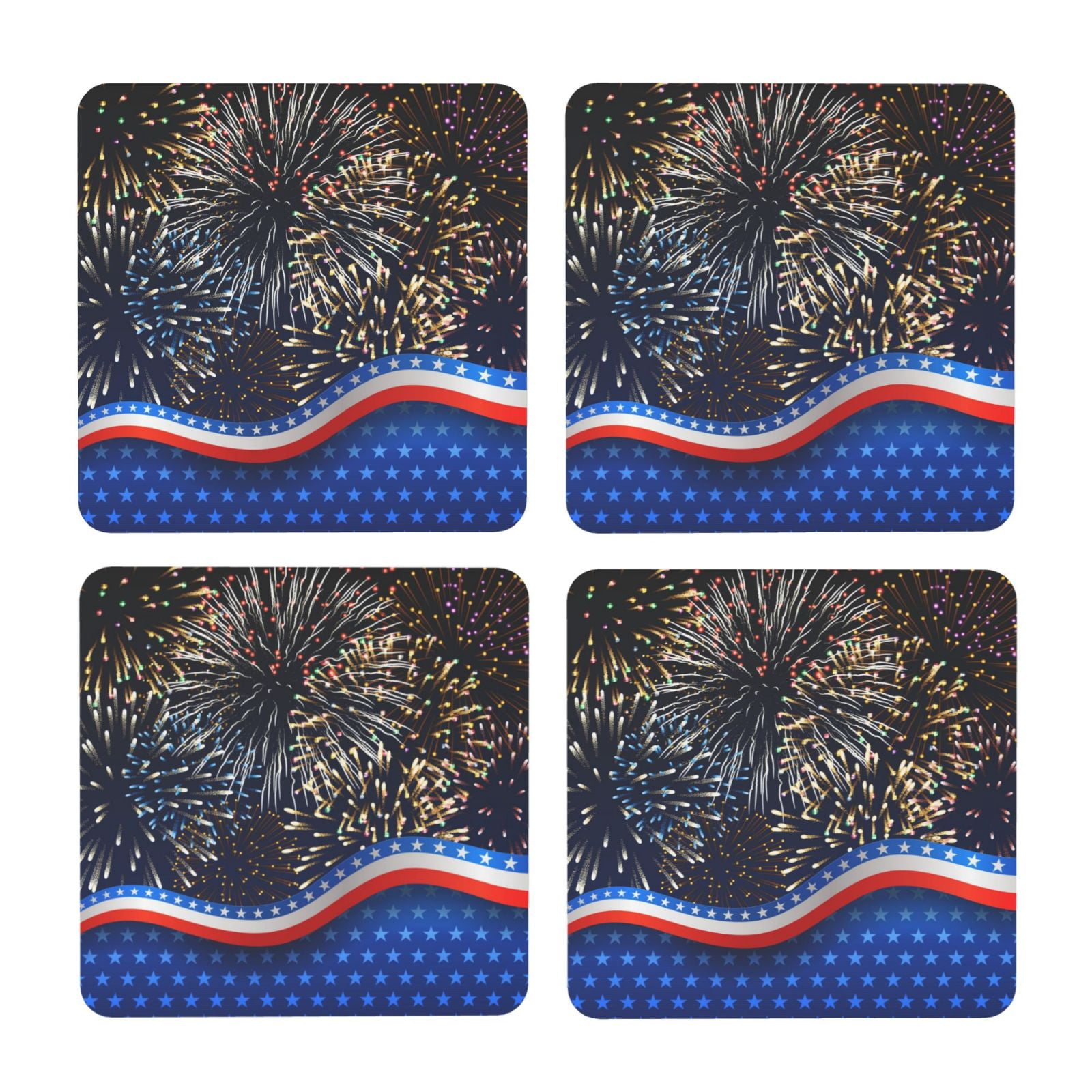 Xecao Fireworks for MDF Cork Coaster 4 Pcs,Drink Coasters,Suit for ...
