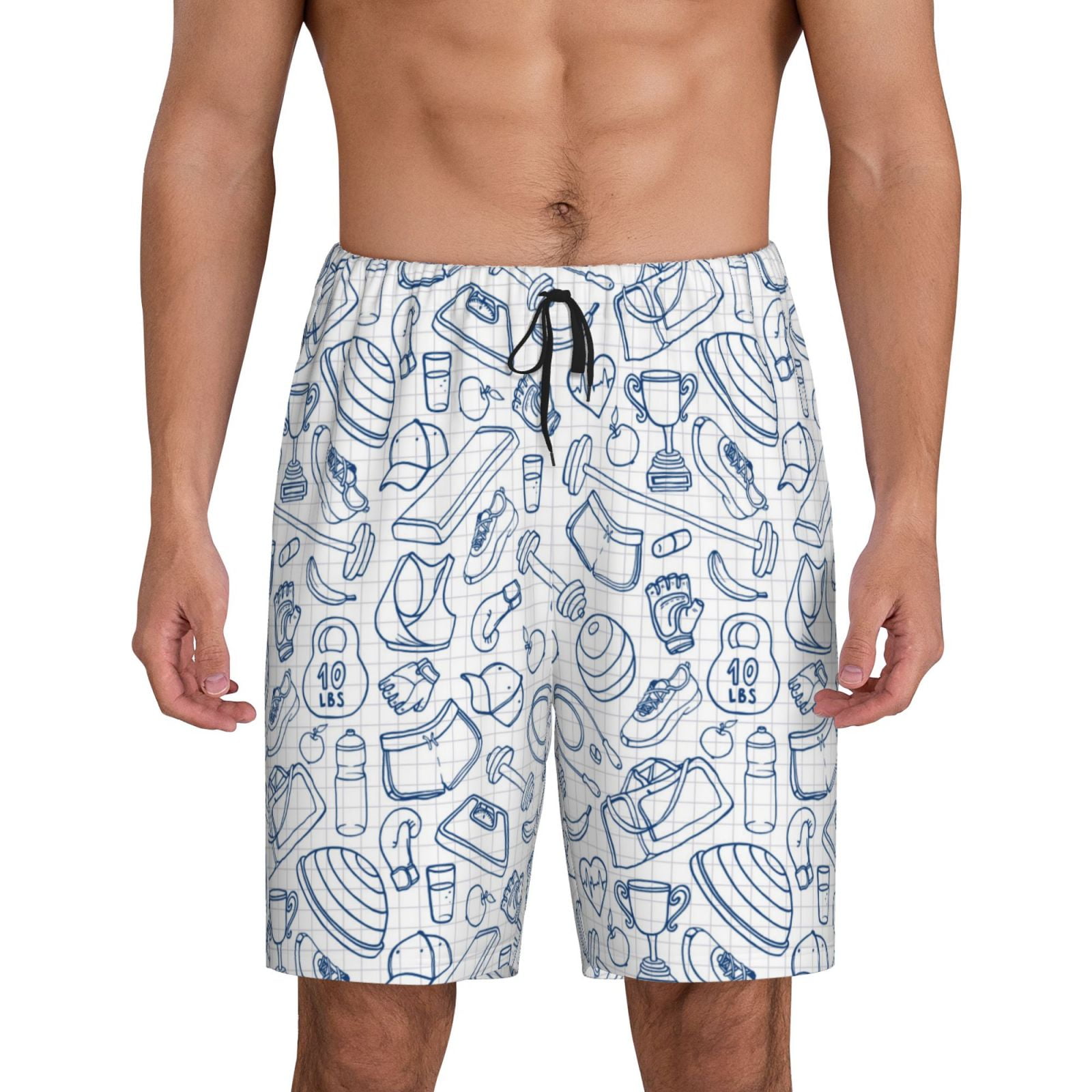 Xecao Fitness Guru Print Men's Sleepwear Shorts Pajama Bottom Lounge ...