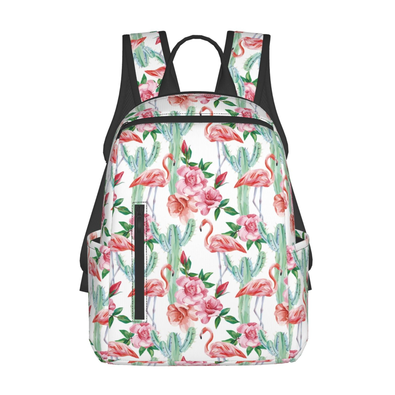 Xecao Flamingo Flower print Backpack For women men Aesthetic ...