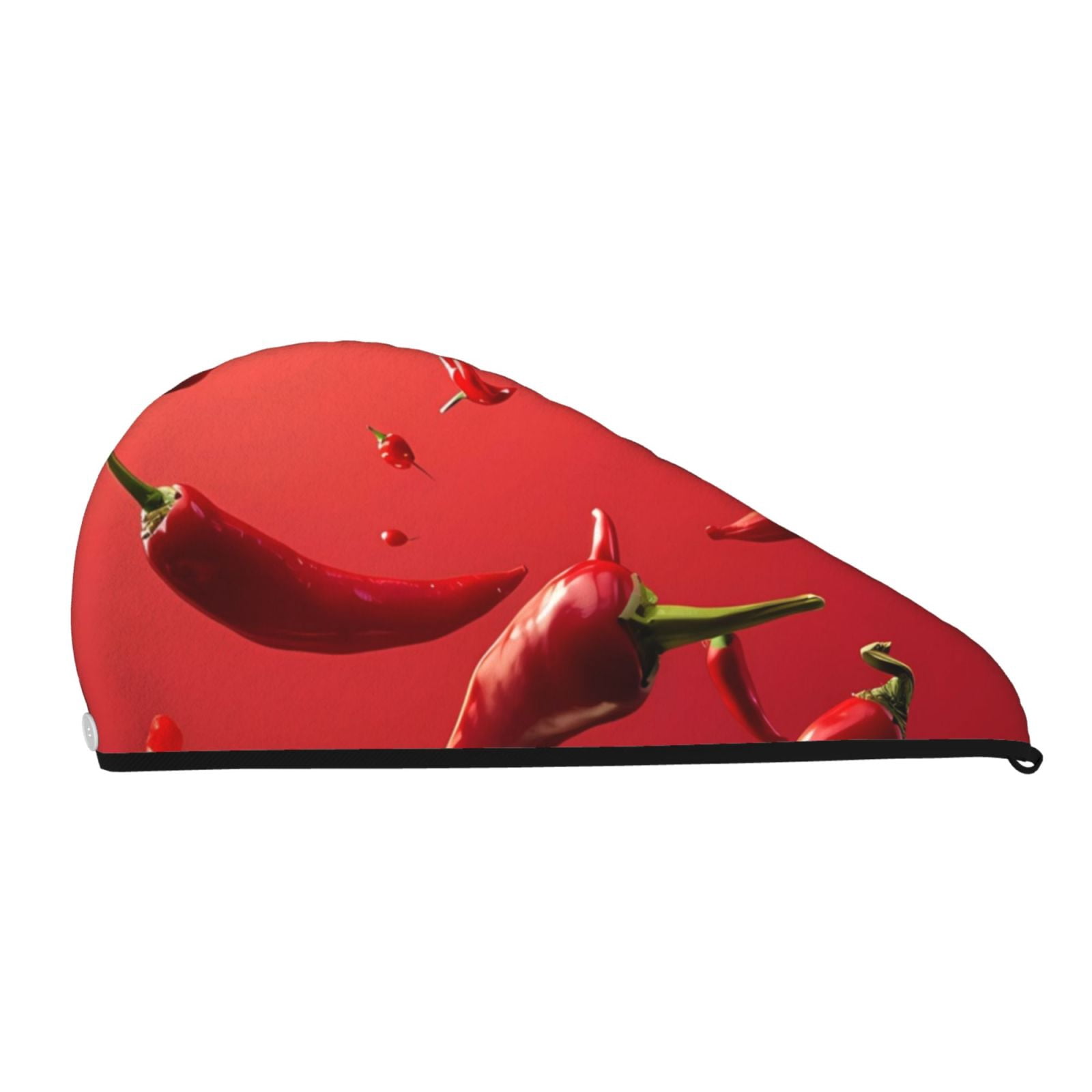 Xecao Floating Red Chili Peppers Print Hair Towel, Hair Turbans for Wet ...