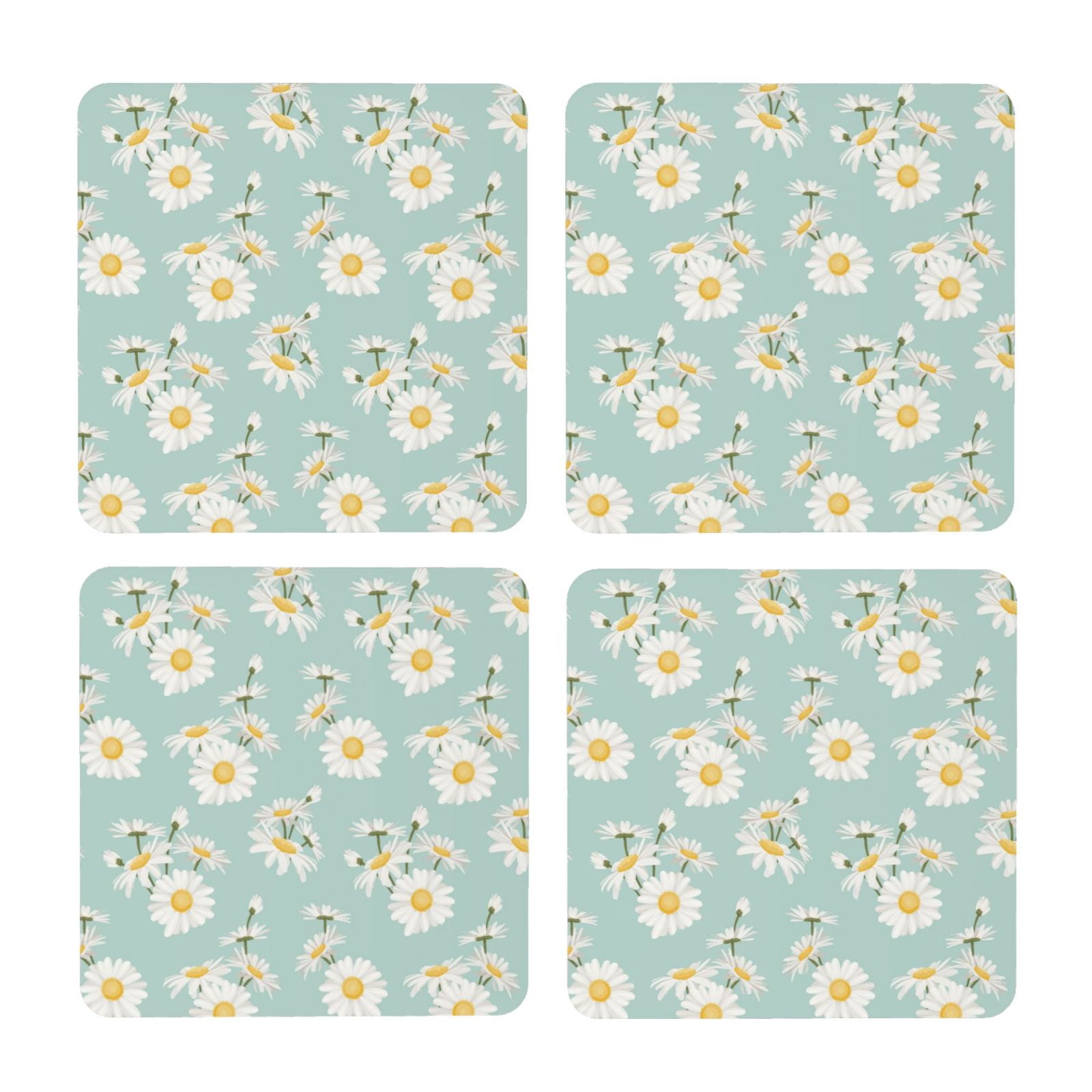 Xecao Floral Daisy for MDF Cork Coaster 4 Pcs,Drink Coasters,Suit for ...