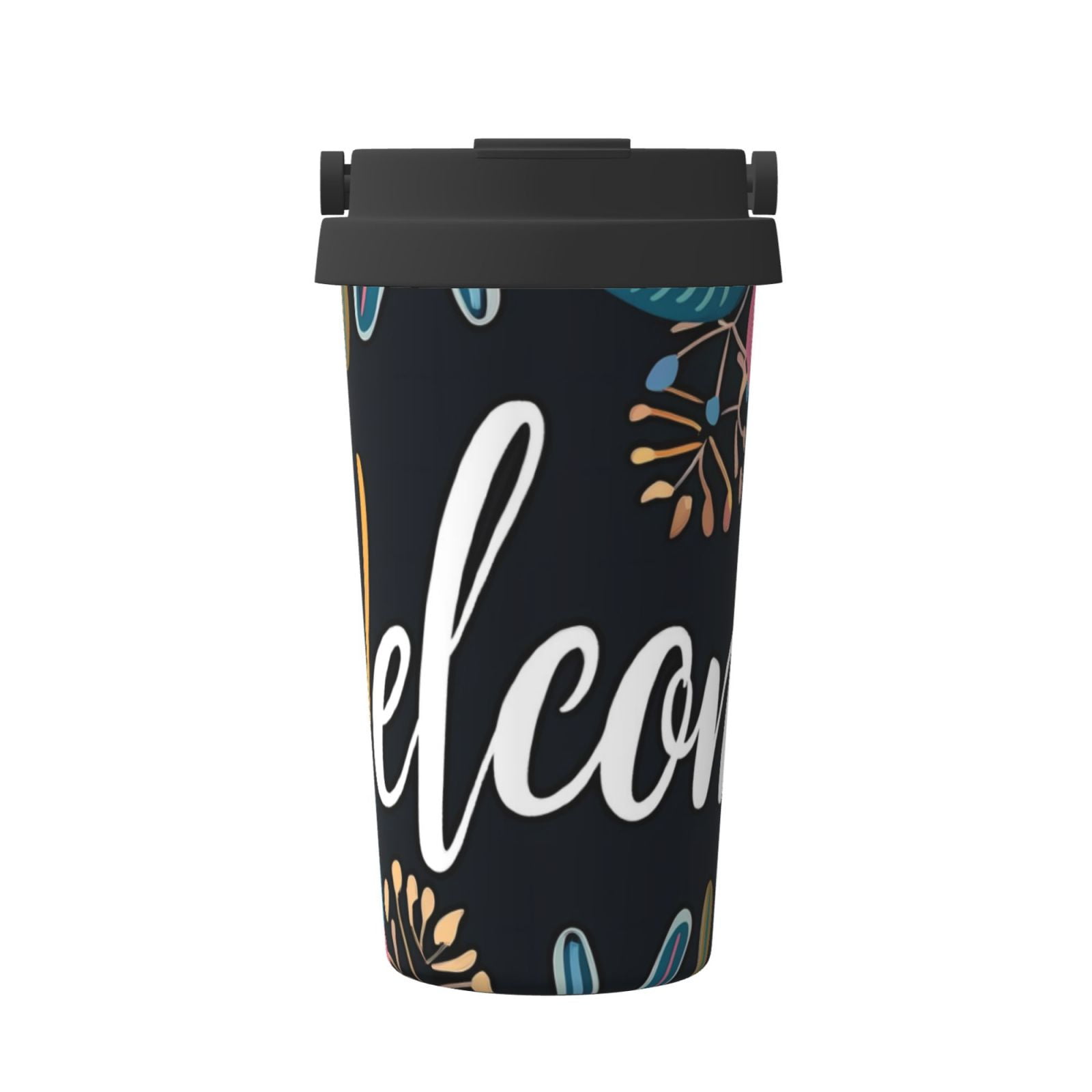 Xecao Floral Welcome Sign Pattern Insulated Coffee Mug with Handle ...