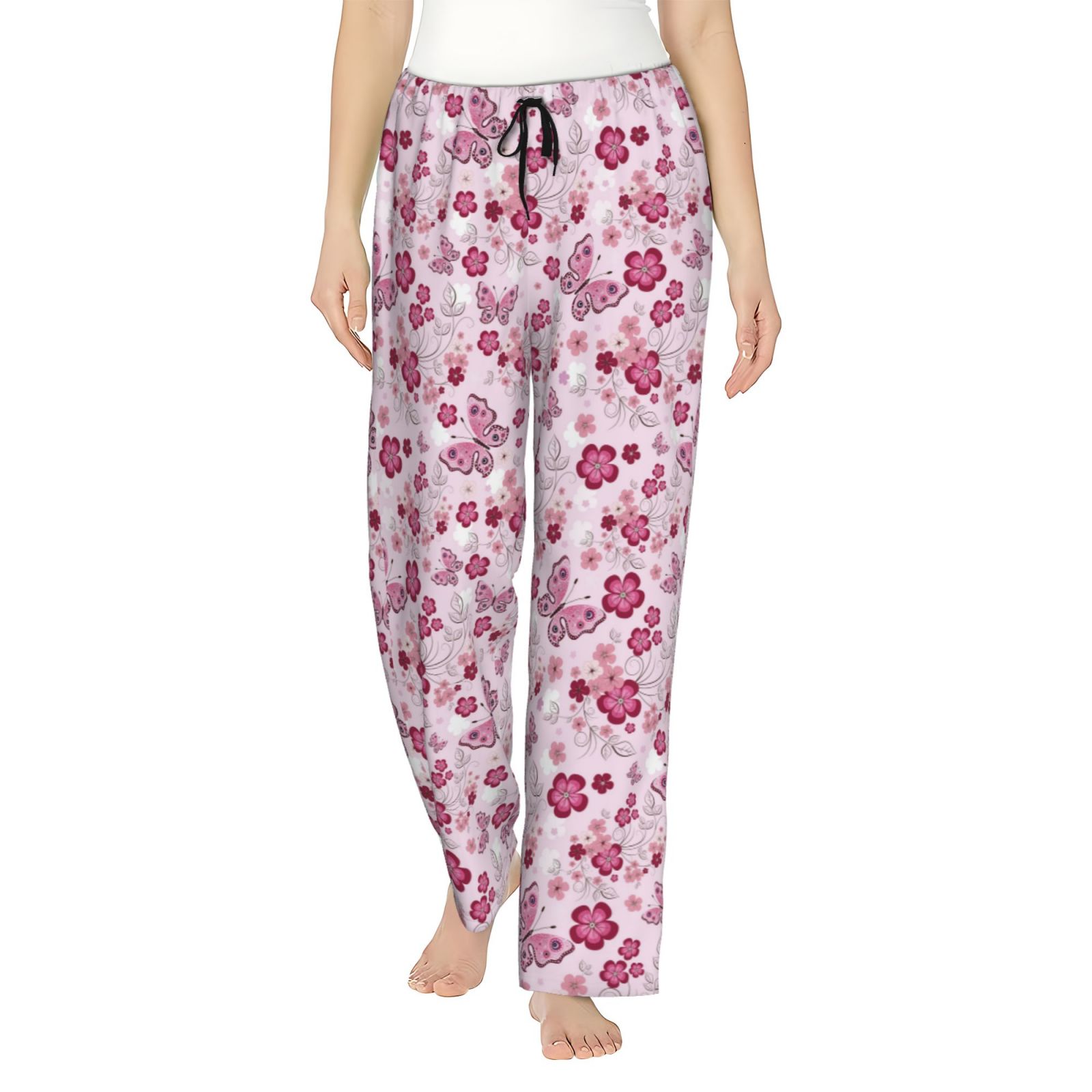 Xecao Flower Butterfly Women's Straight Lounge Pajama Pants: The ...
