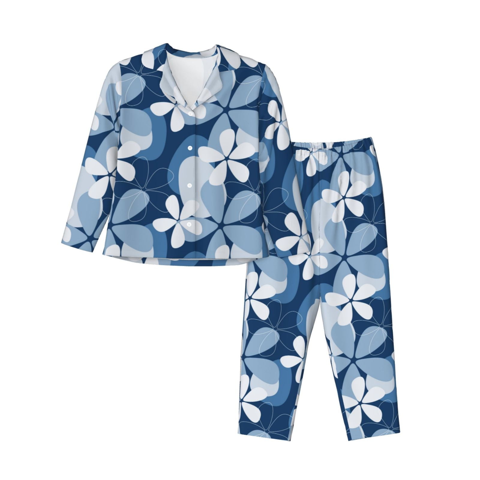 Xecao Flower Print Women Pajamas Set Soft Sleepwear Pjs long Sleeve ...