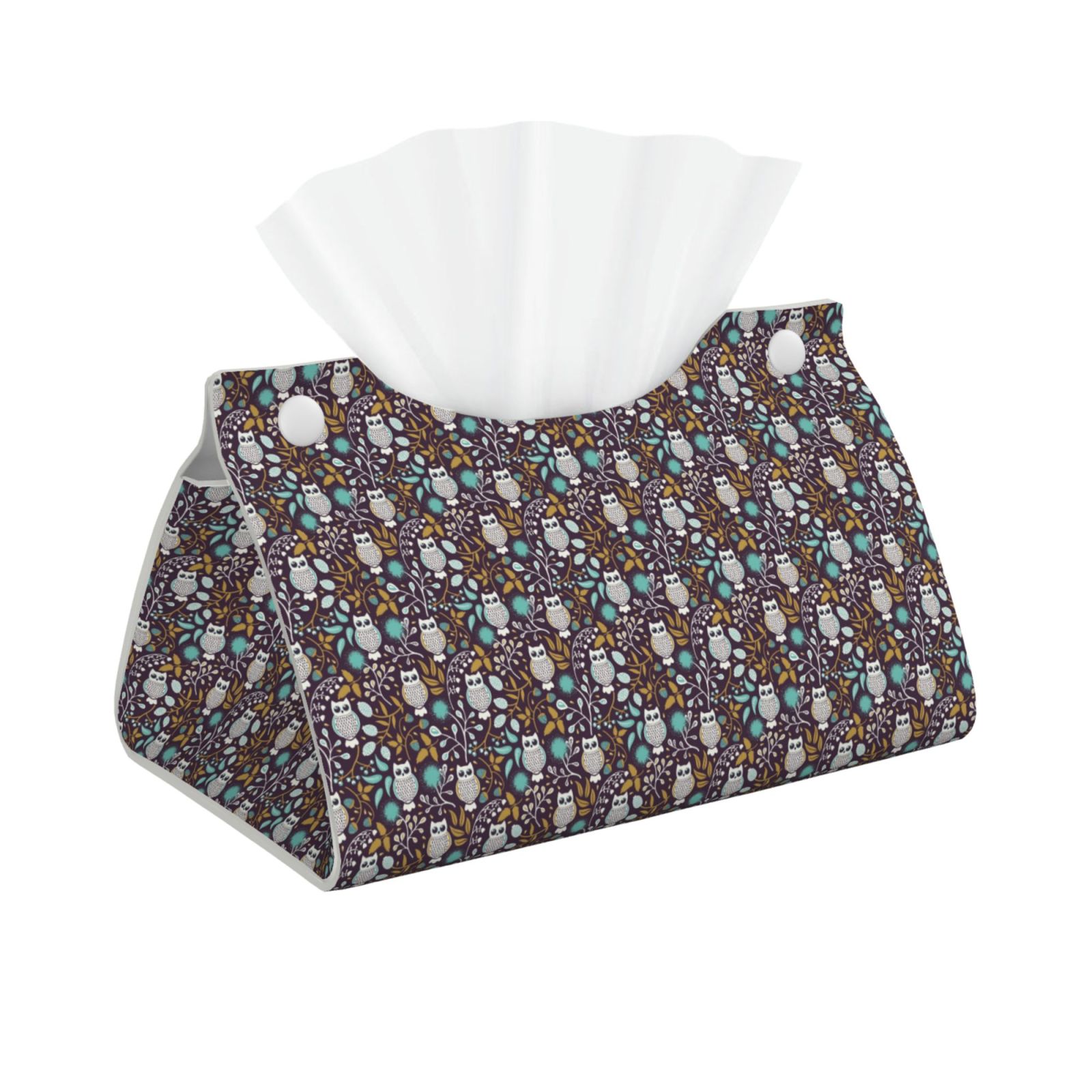 Xecao Forest Cute Owl Print Tissue Box Cover,Modern PVC Leather Square ...