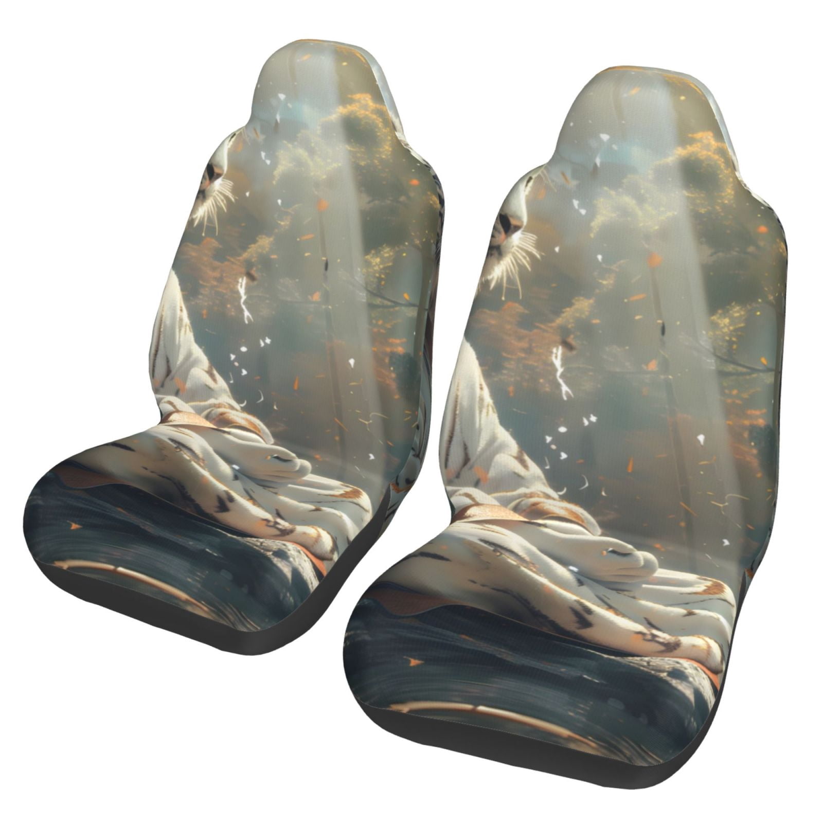 Xecao Forest Meditating White Tiger Print Car Seat Cover in That Fits ...