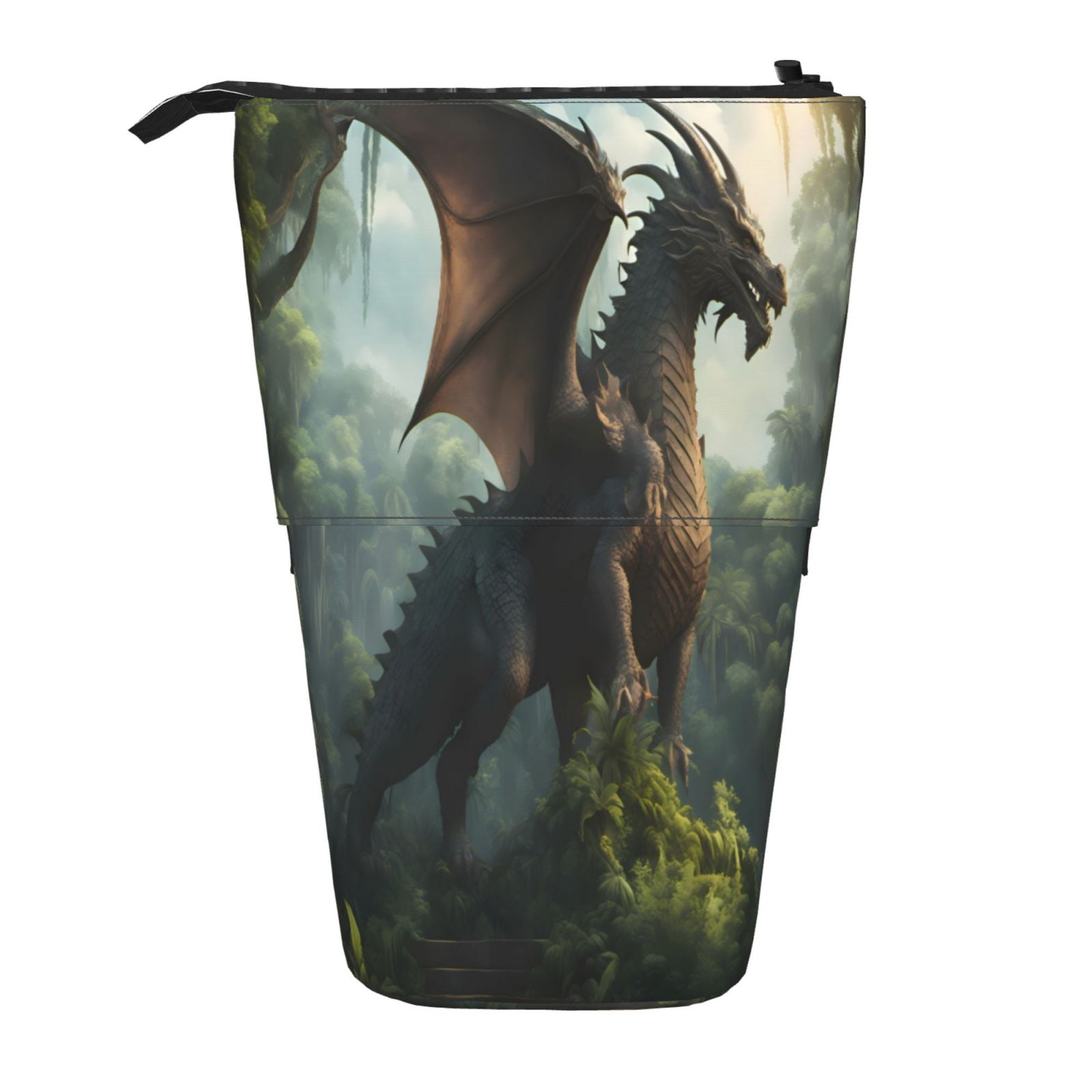 Xecao Forest Stone-Colored Dragon Print Telescopic Pencil Bag Pen ...