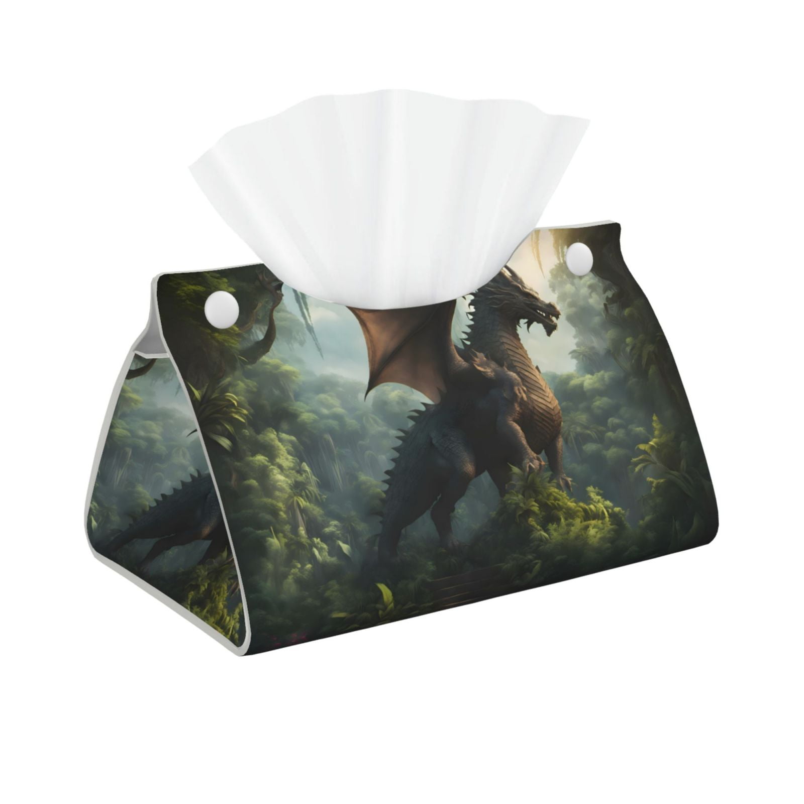 Xecao Forest Stone-Colored Dragon Print Tissue Box Cover,Modern PVC ...