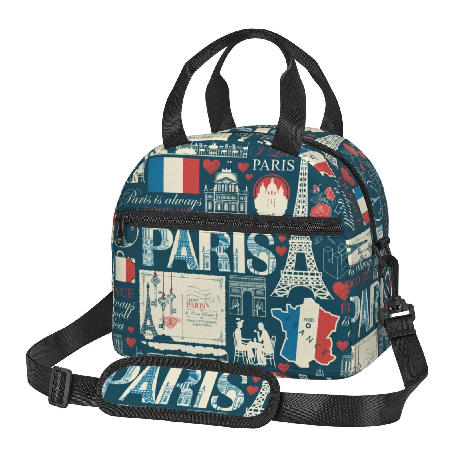 Xecao France and Paris Print Insulated Lunch Box, Lunch Cags Lunch Bag ...
