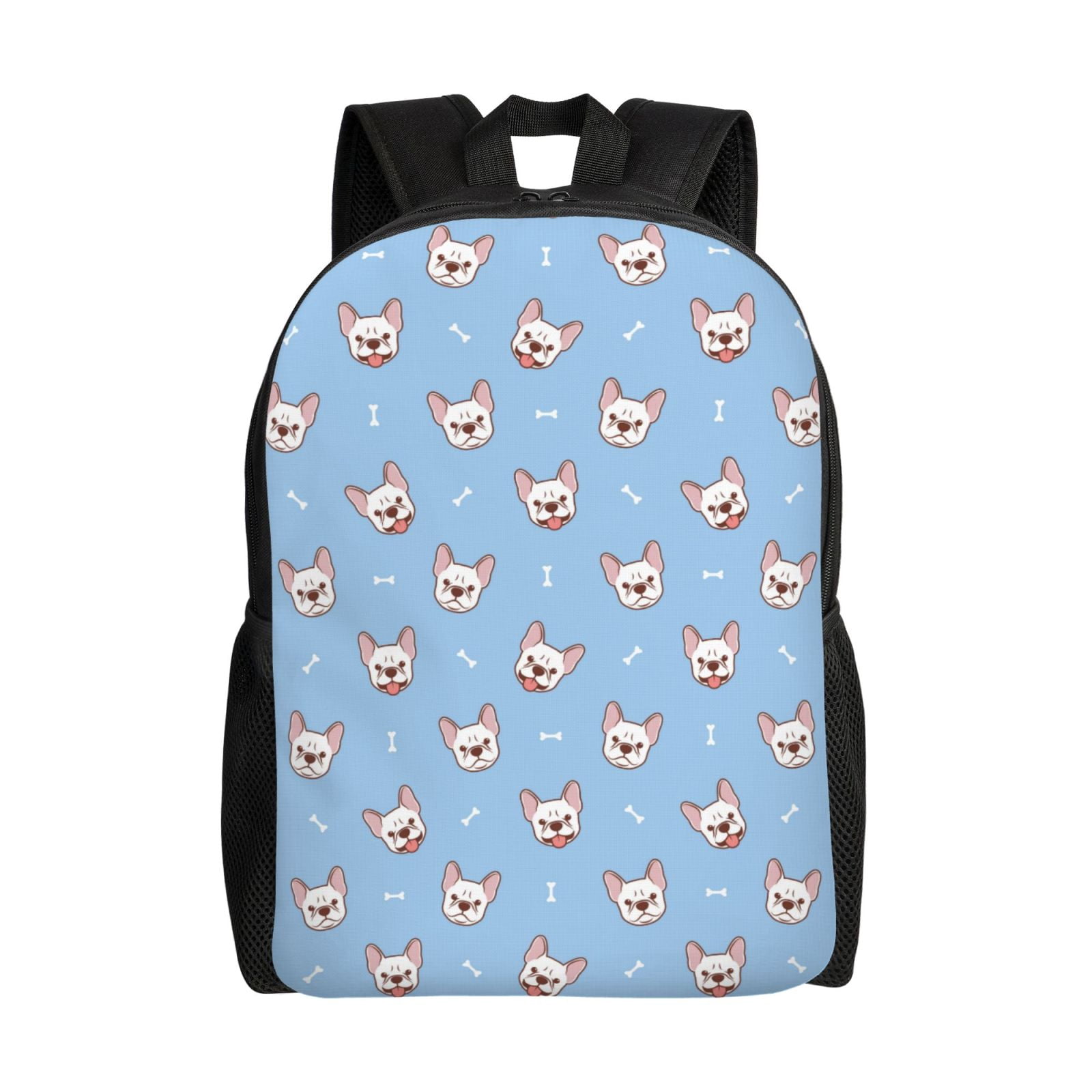 Xecao French Bulldog Head Print School Backpack with Laptop Compartment ...