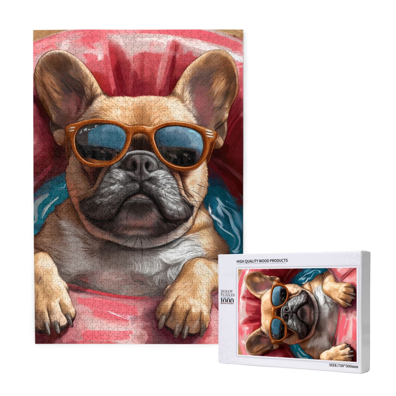 Xecao French Bulldog In Sunglasses Pattern 1000 Piece Puzzles , Jigsaw ...