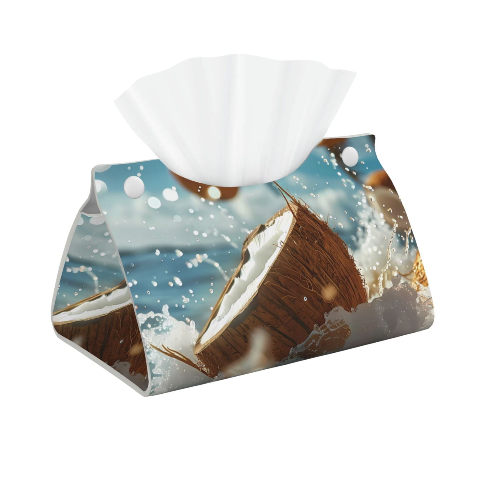 Xecao Fresh Coconut Splash Print Tissue Box Cover,Modern PVC Leather ...