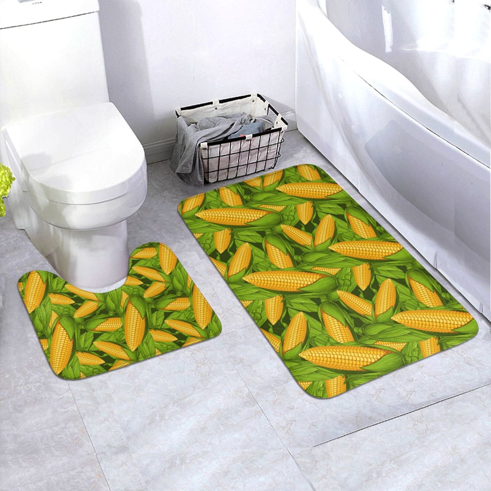 Xecao Fresh Corn 1 2-Piece Vintage Seamless Anti-Skid Mat Set ...