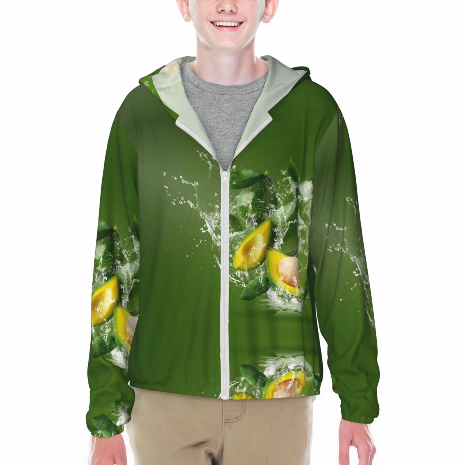 Xecao Friut Avocado Print Fishing Shirts for teenager Long Sleeve UV ...