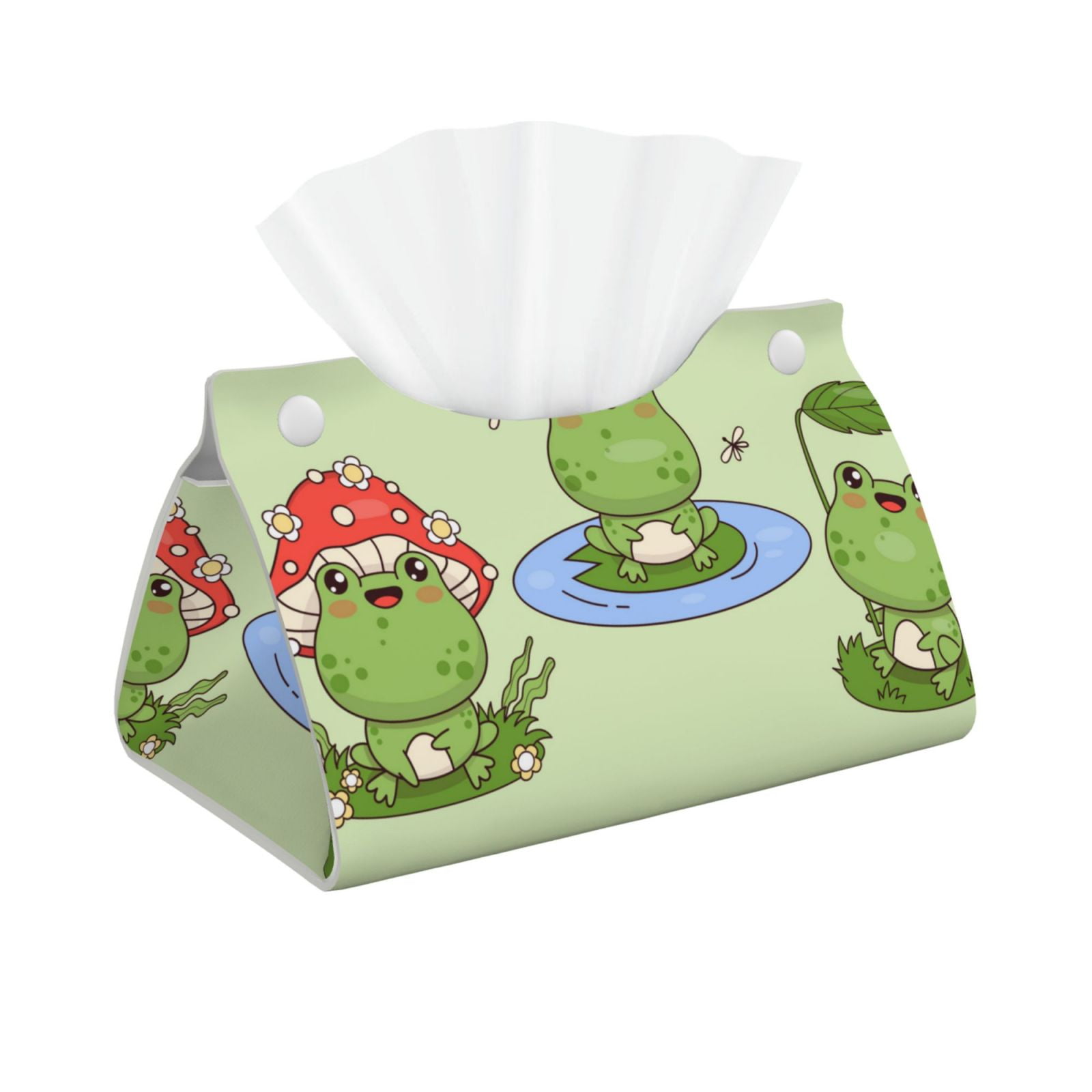 Xecao Frog Amanita Mushroom Print Tissue Box Cover,Modern PVC Leather ...